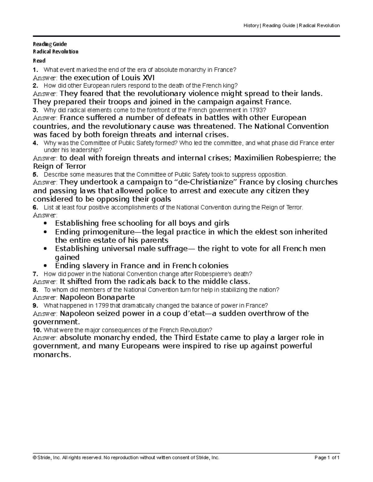 Radical Revolution - World History S1.2 22-23 - History | Reading Guide ...