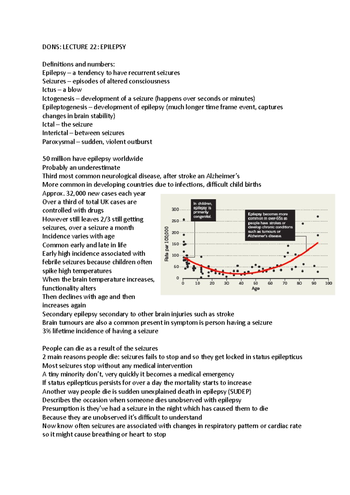 L22 - Lecture notes 22 - DONS: LECTURE 22: EPILEPSY Definitions and ...