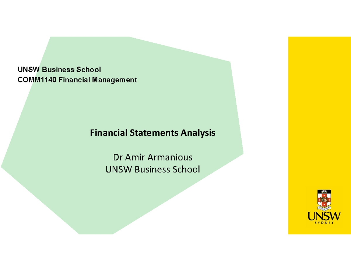 Week 5 Early Access Slides - ####### Financial Statements Analysis ...