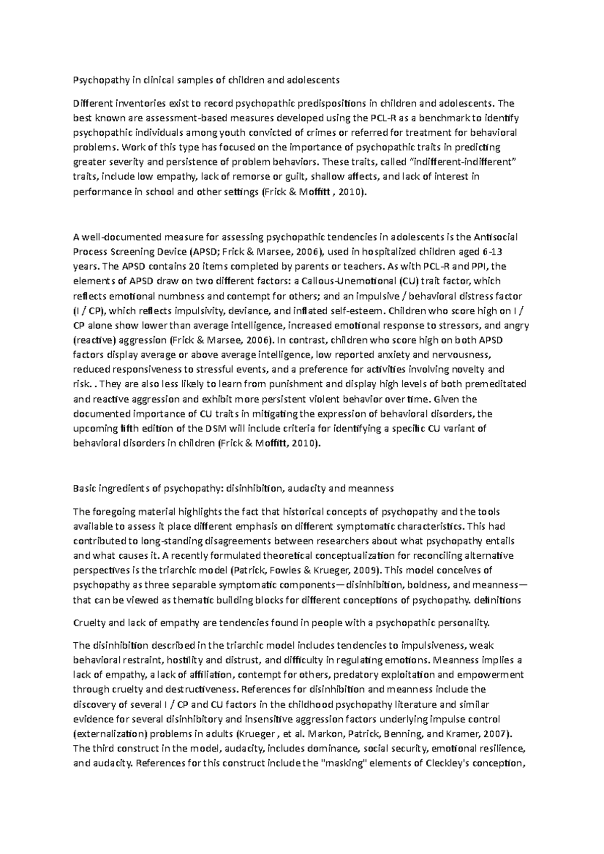 Psychopathy in clinical samples of children and adolescents - The best ...