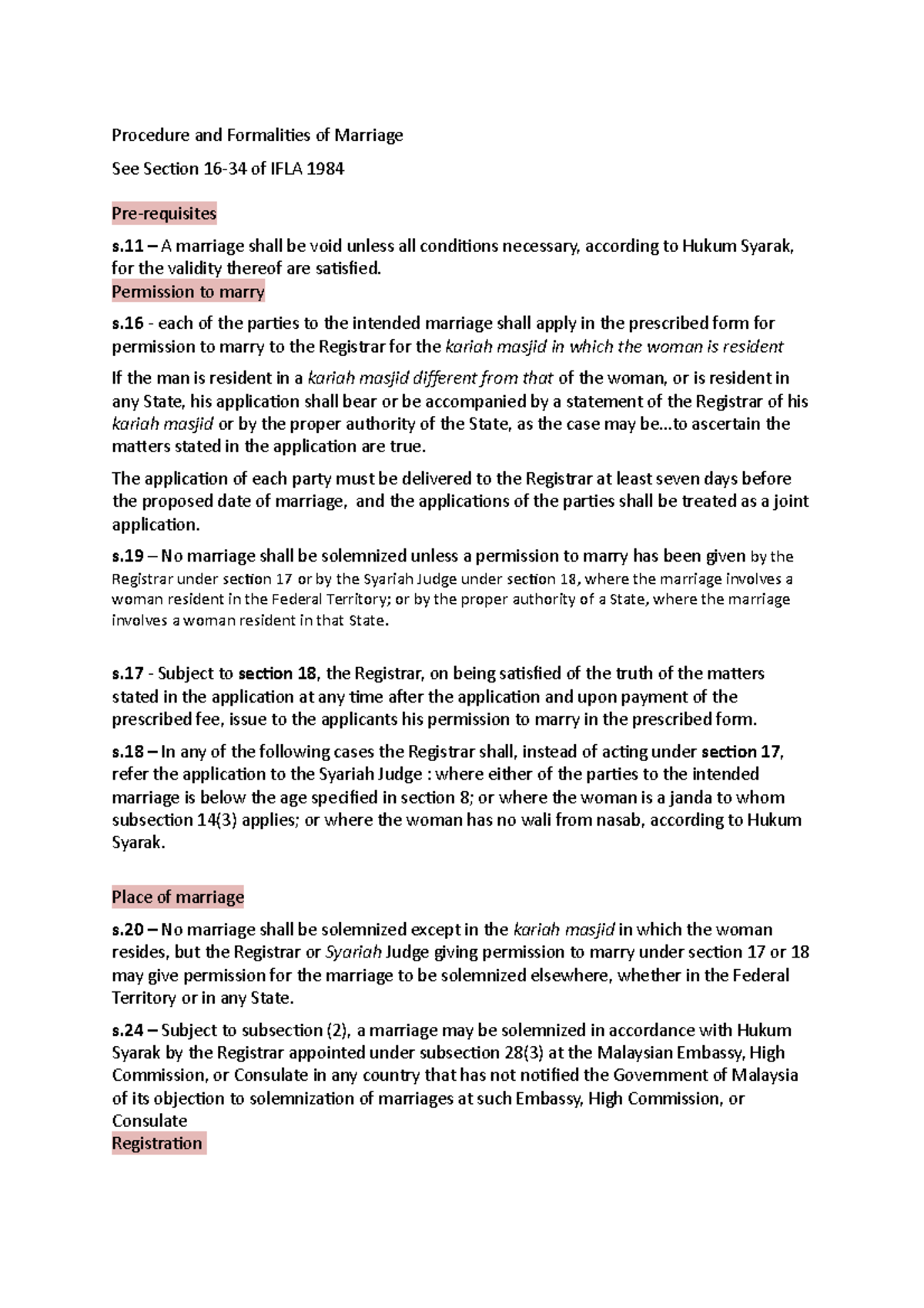 Procedure and Formalities of Marriage - Permission to marry s - each of ...