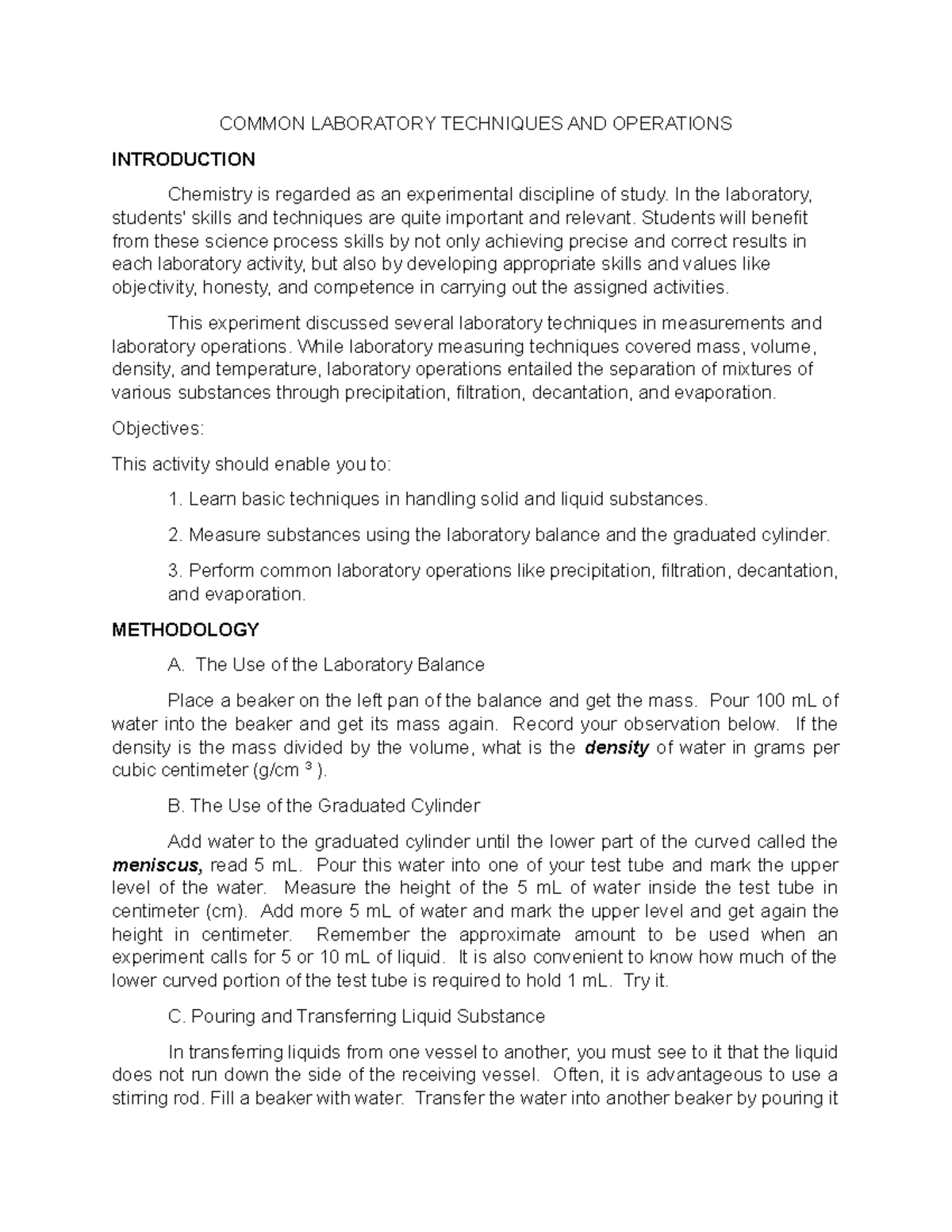 Mathieu Agents (Group 4) - COMMON LABORATORY TECHNIQUES AND OPERATIONS ...