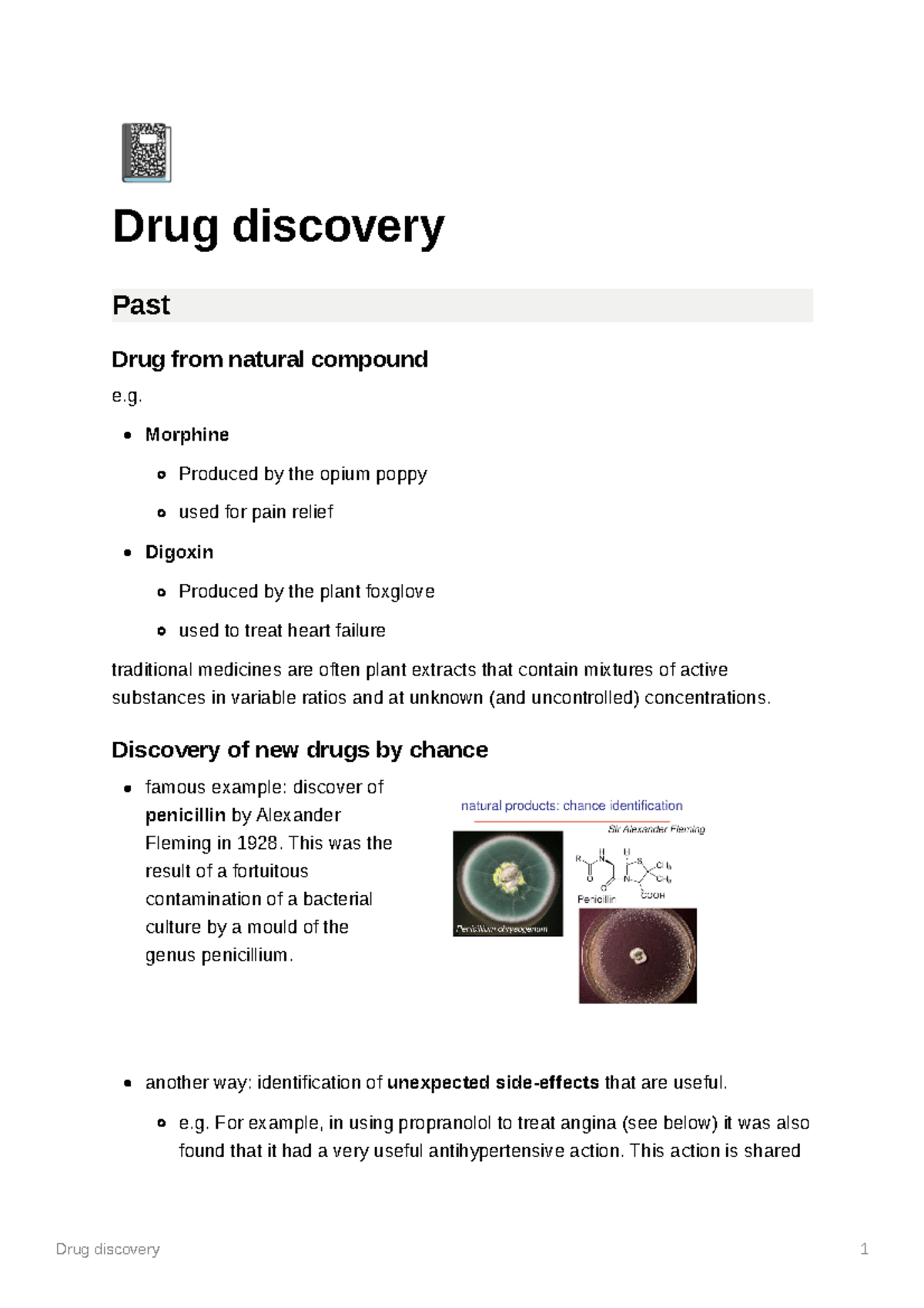 PHAR0002 drug discovery - Á Drug discovery Past Drug from natural ...