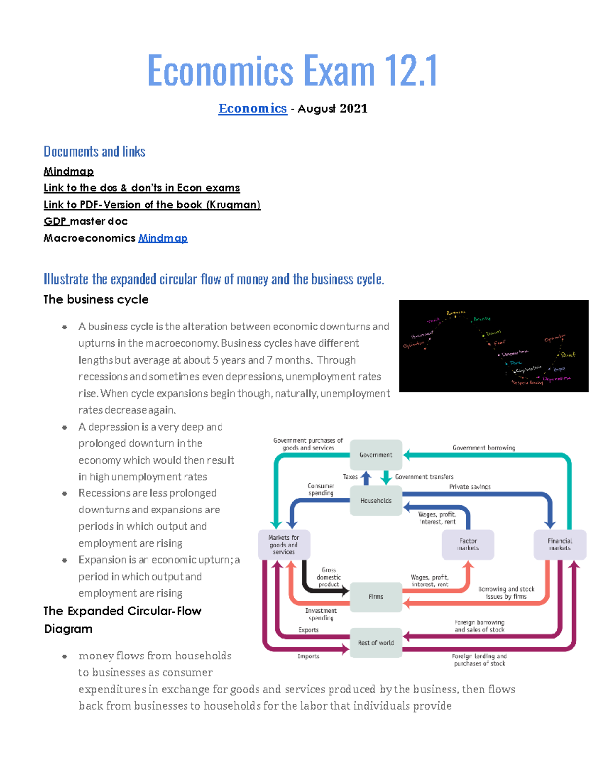 Economics exam 12.1 GDP and Buisness cycle - Economics Exam 12 ...