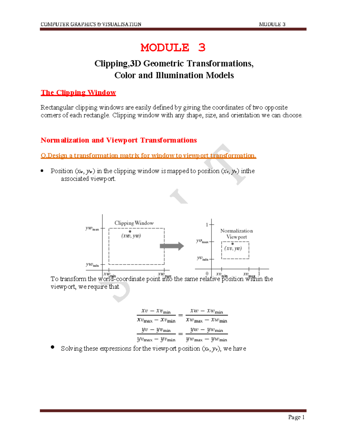 Module 3 - as per syllabus - COMPUTER GRAPHICS & VISUALISATION MODULE 3 ...