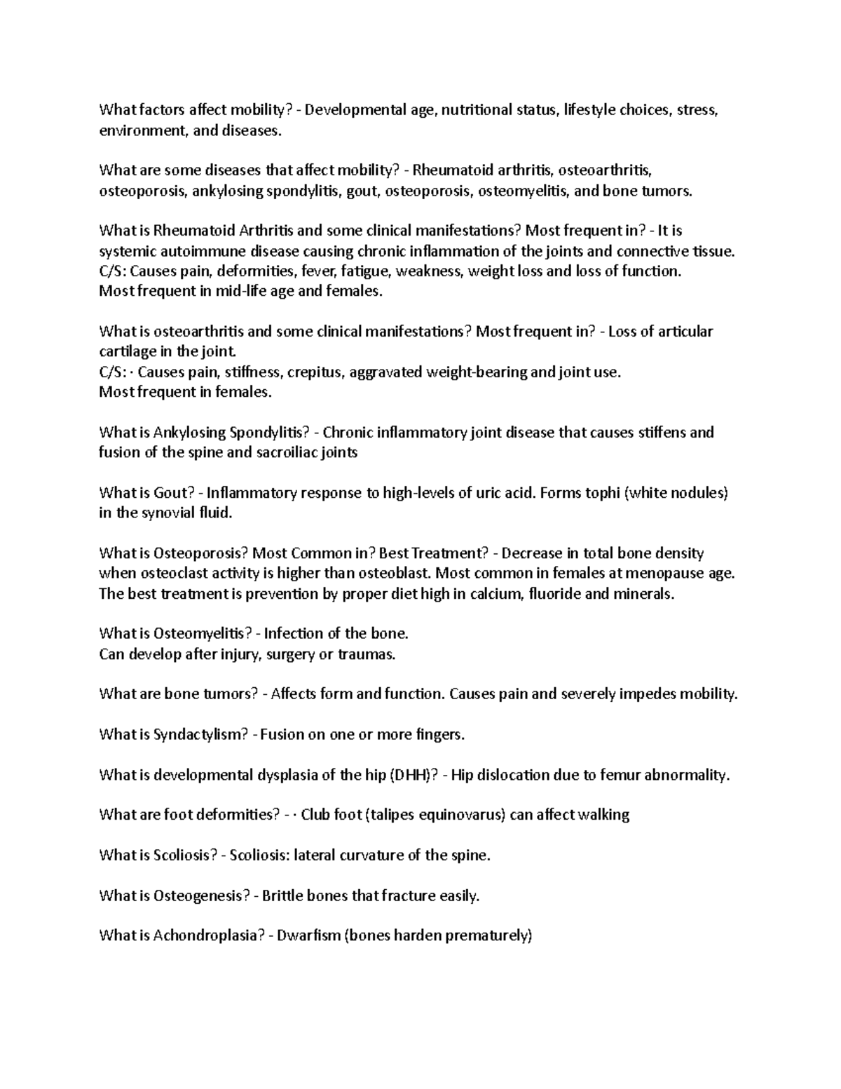 Multidimensional Care 1 study guide - What factors affect mobility ...