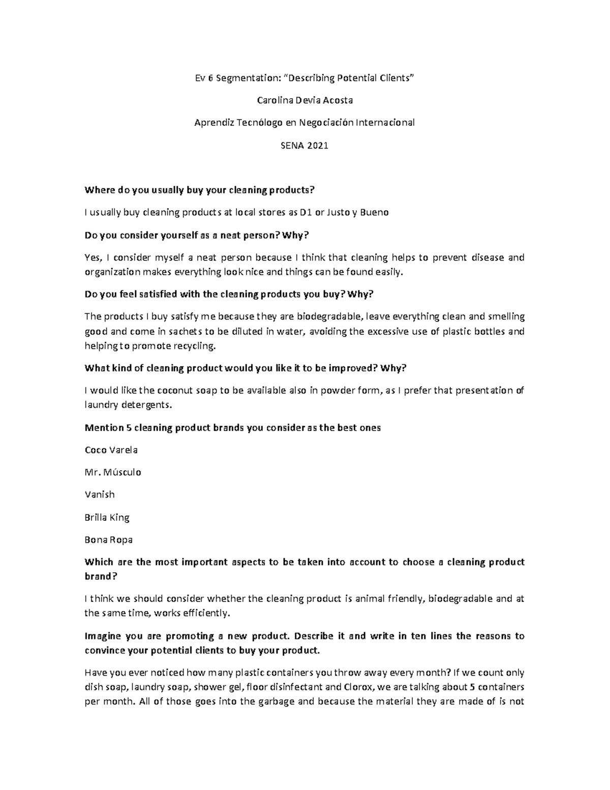 Ev 6 Segmentation Describing Potential Clients Carolina Devia ficha ...