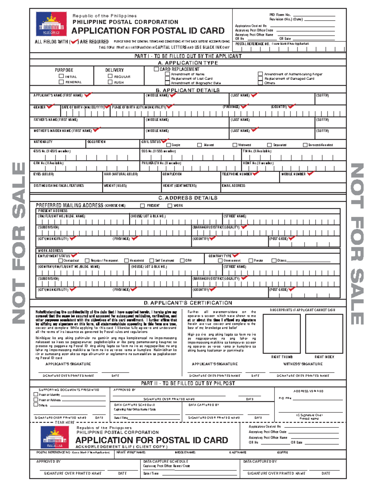 Pid application form and just kidding - (HOUSE / LOT & BLK N O.) (POST ...