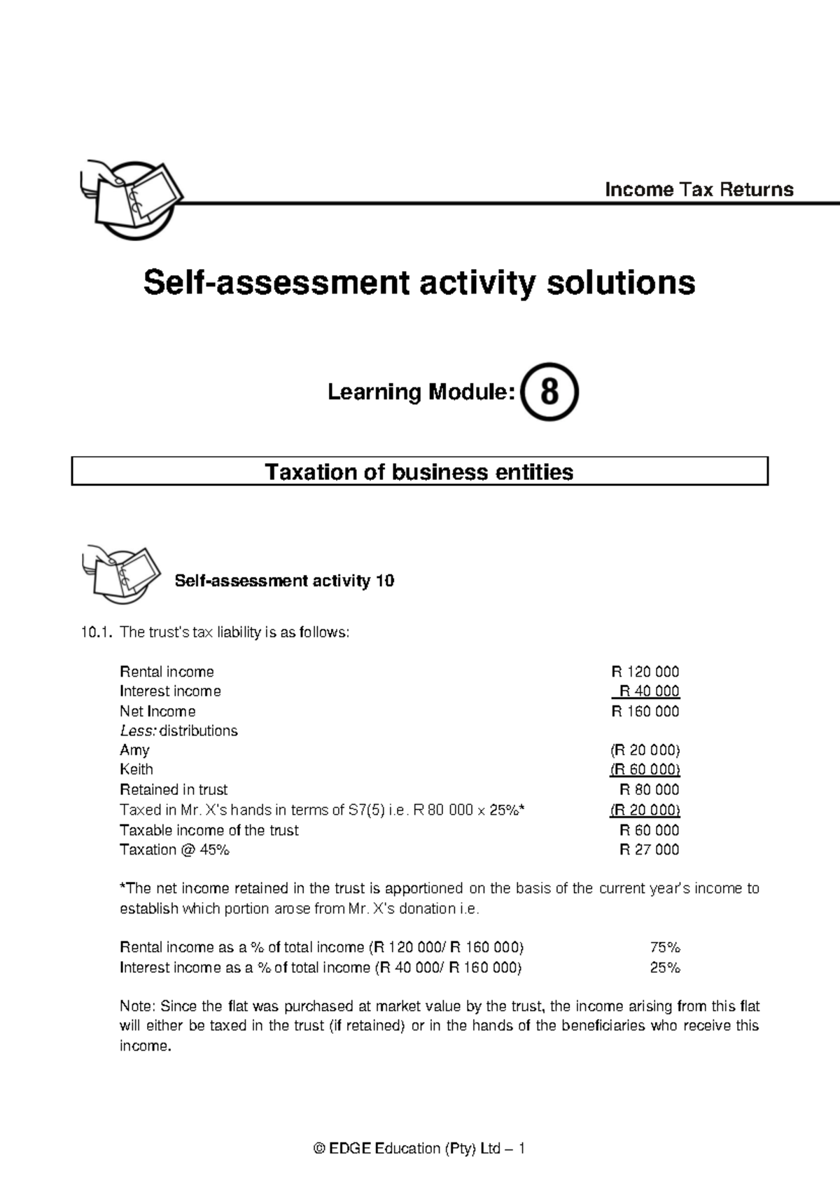 Self Assessment Activity Solutions LM8 - © EDGE Education (Pty) Ltd – 1 ...