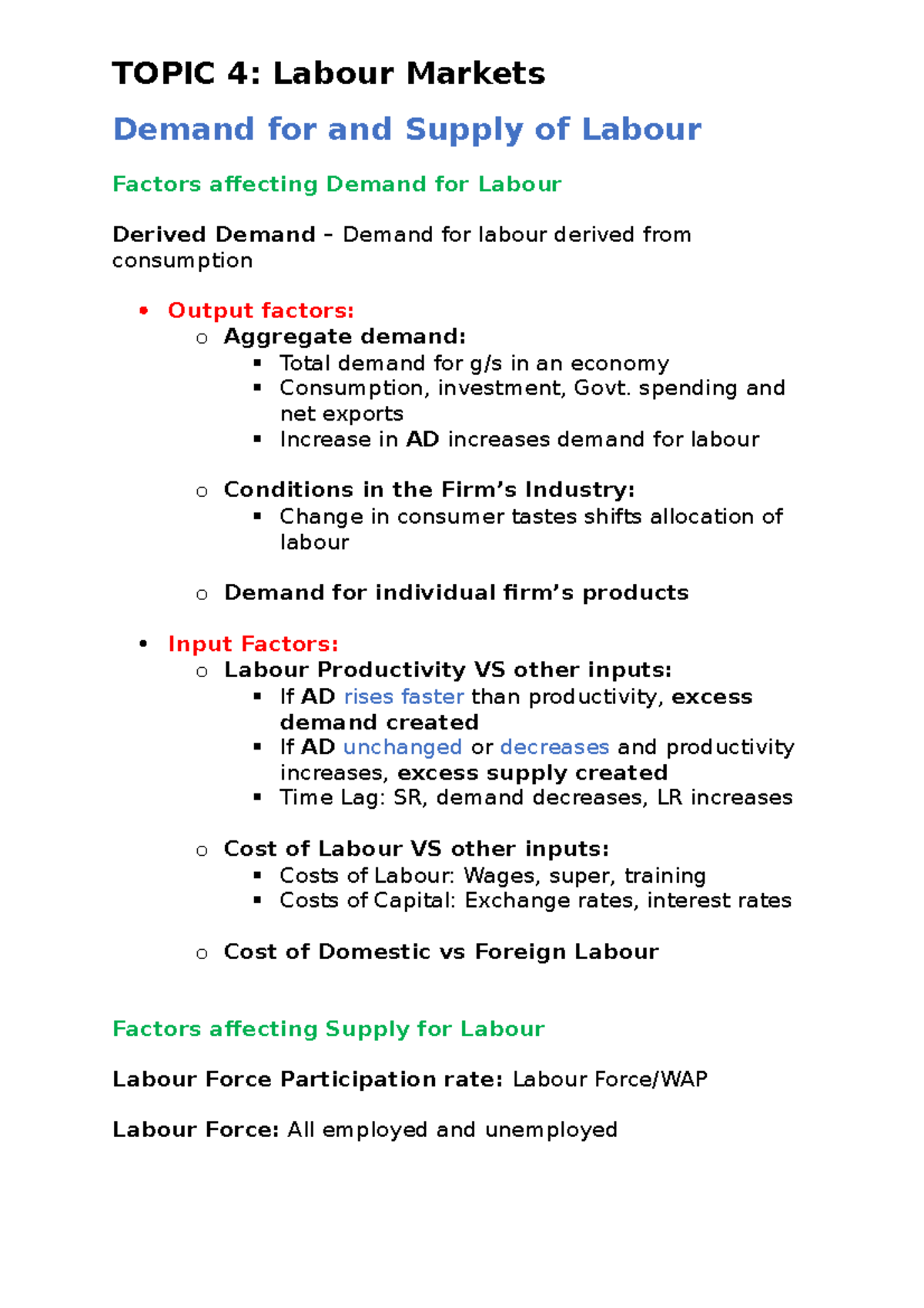 Topic 4 notes - Financial Markets Year 11 - Demand for and Supply of ...