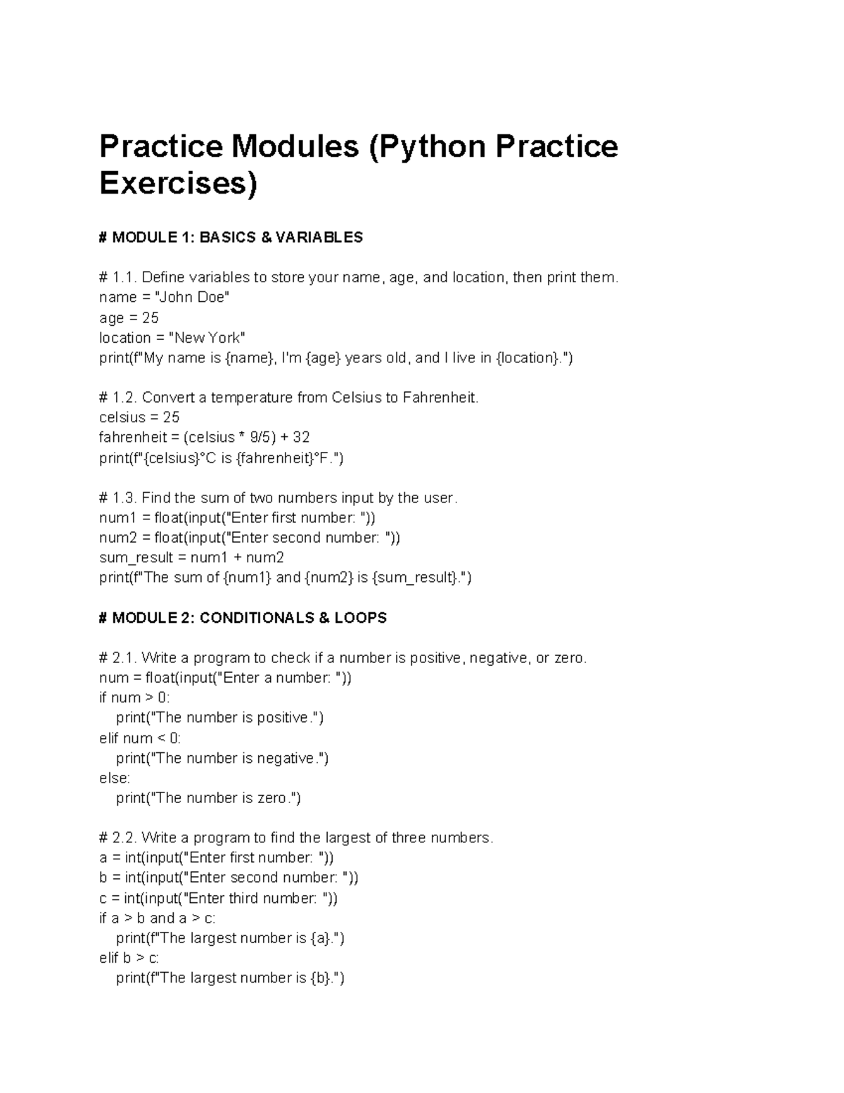 Practice Modules (Python Practice Exercises) - Practice Modules (Python Practice Exercises ...