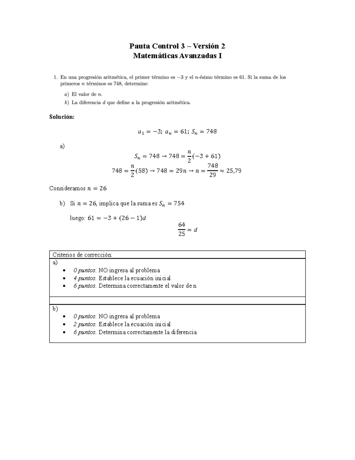 Pauta Control 3 V2 - NO ingresa al problema 4 puntos. Establece la ecuación inicial 6 puntos ...