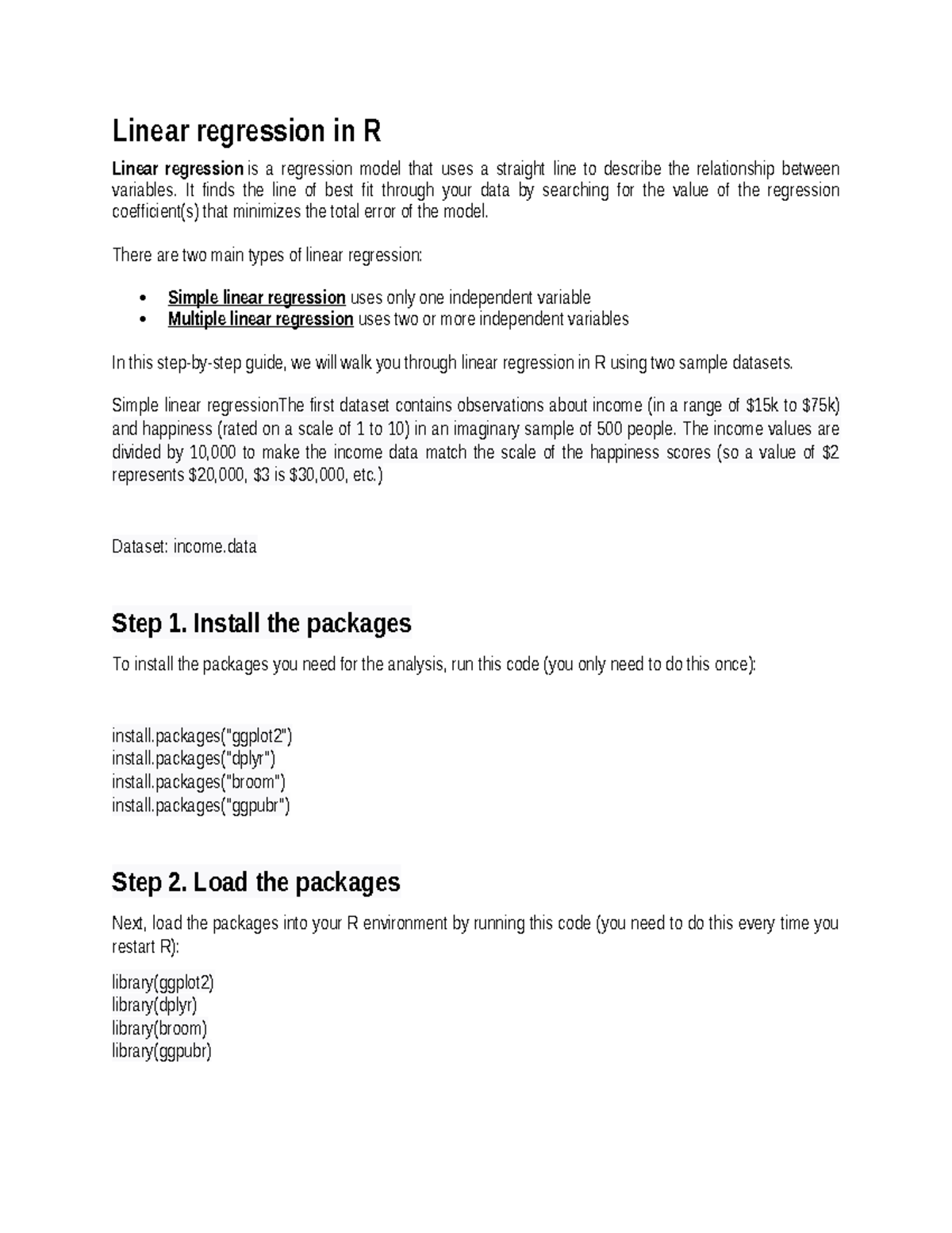 Learning About Linear Regression with the use of R Studios - Linear ...