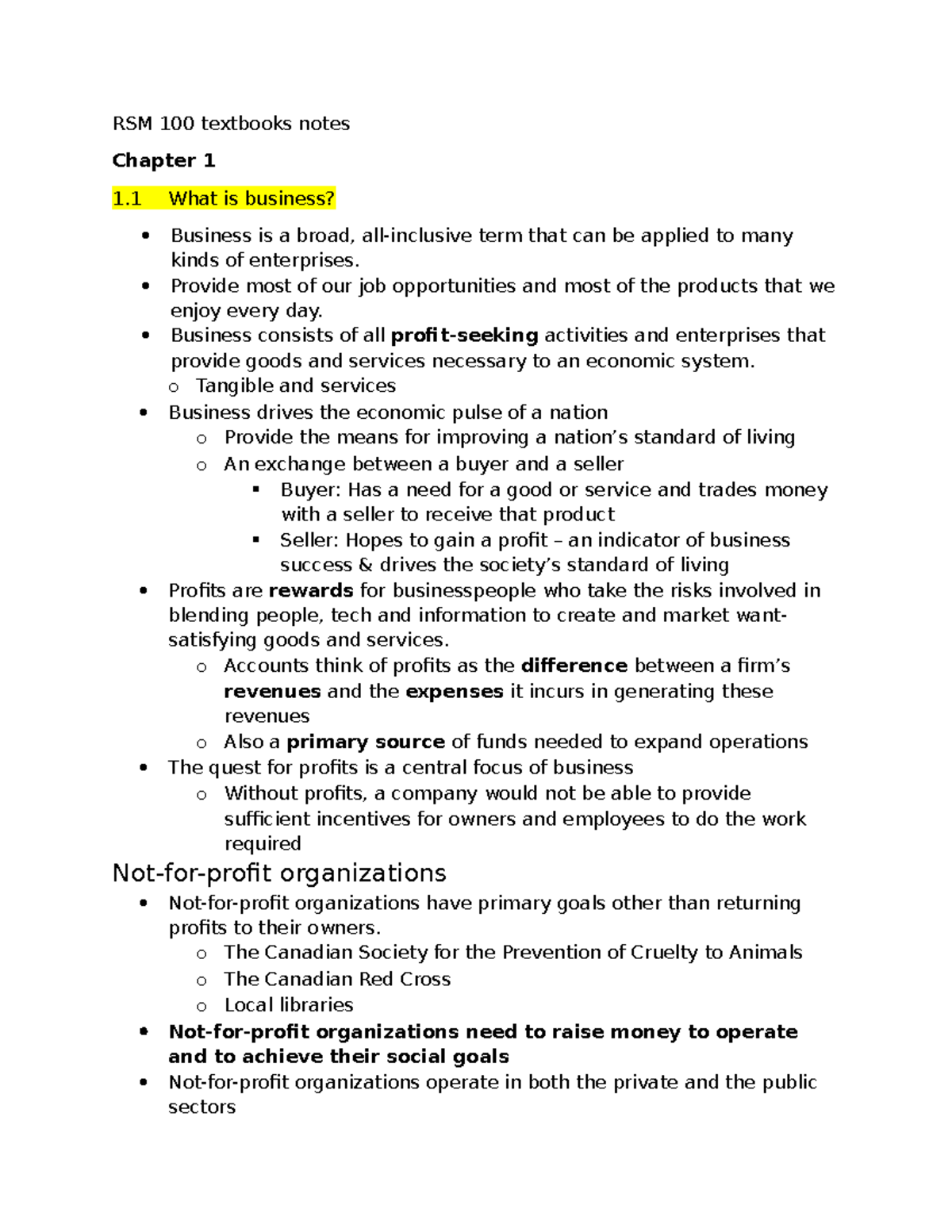 RSM 100 textbooks notes - RSM 100 textbooks notes Chapter 1 1 What is ...