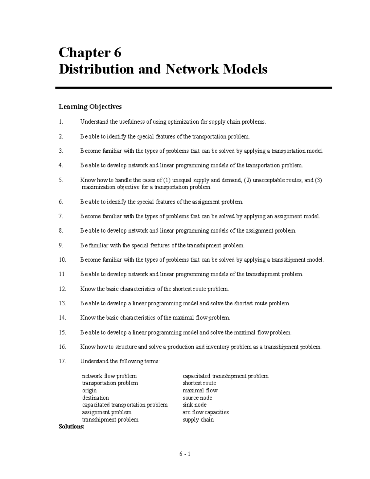 Chapter 6 Solutions - Chapter 6 Distribution and Network Models ...