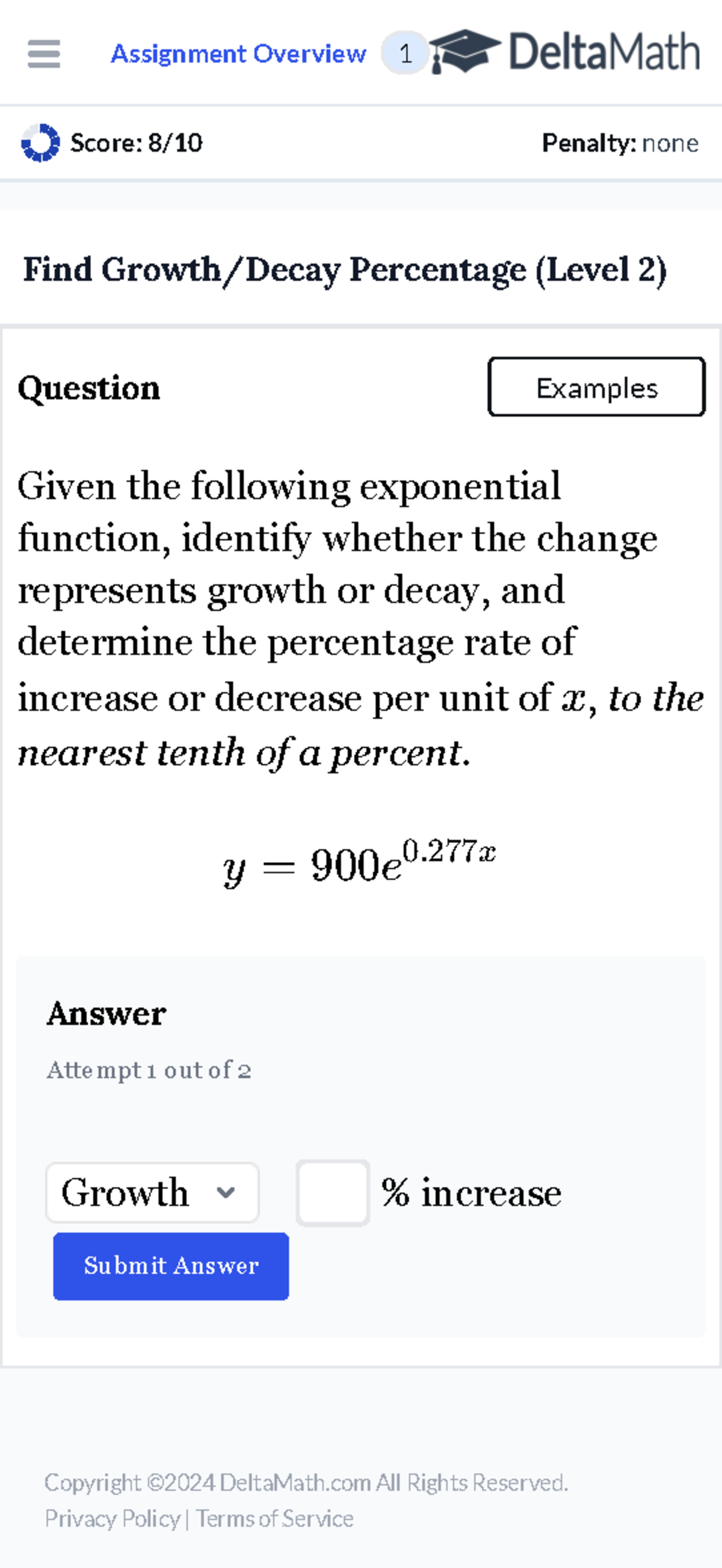Delta Math Student Application 2 - Score: 8/10 Penalty: none Find ...