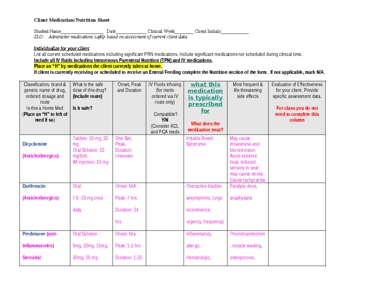 GI Medication Work Sheet (2) - Student Name__________________ Date ...