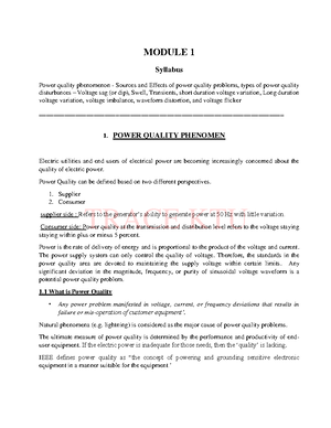 Power Quality S8 elective all modules - MODULE 1 - Studocu
