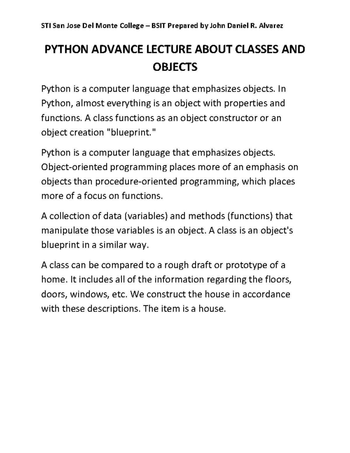 Python Advance Lecture About Classes And Objects Python Advance 5285