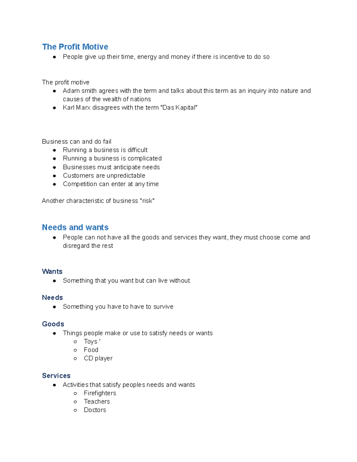 MGTA01 - week 2 The Profit Motive - The Profit Motive People give up ...