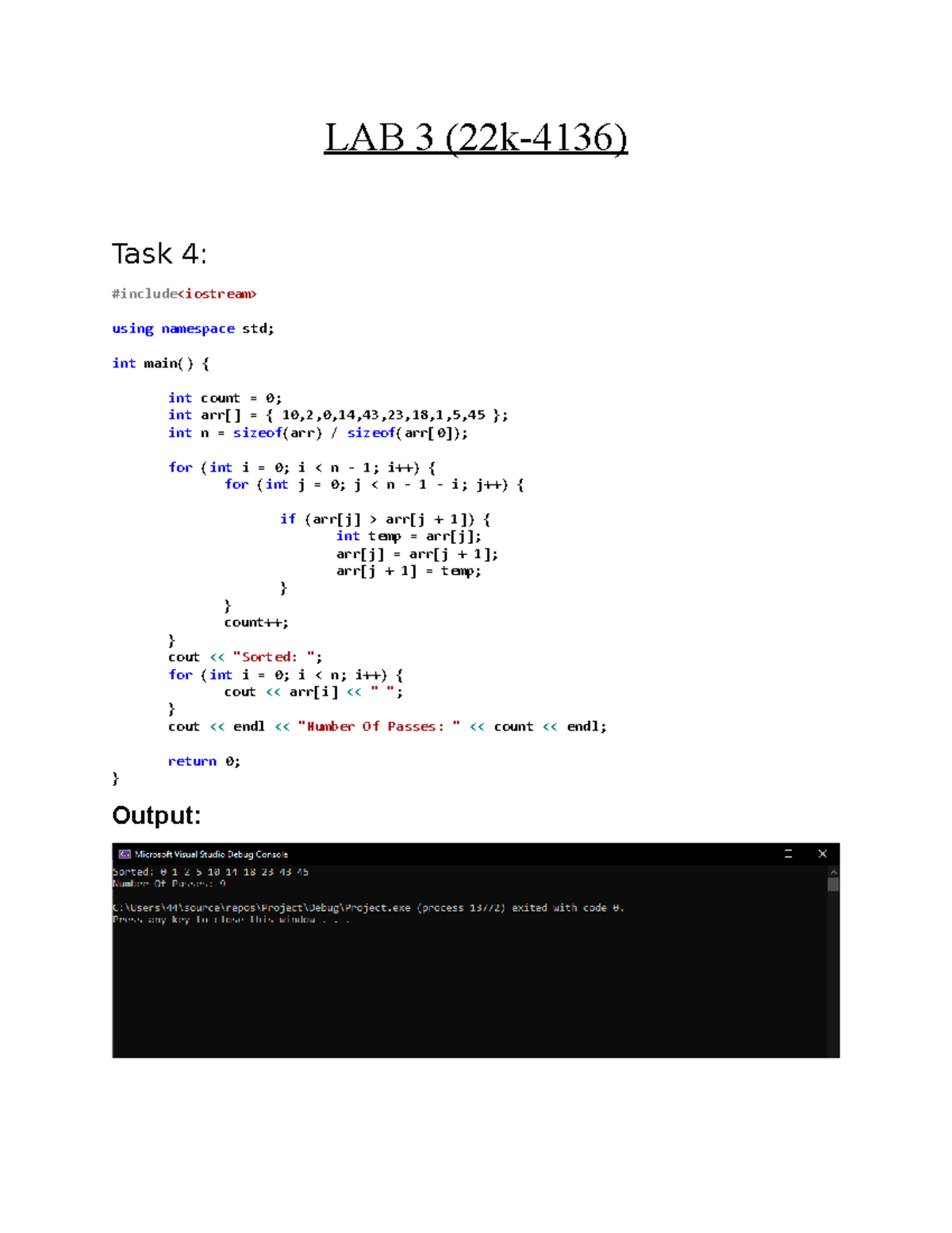 Lab 3 (22k-4136) - just download this. It will help you - LAB 3 (22k-4136) Task 4: - Studocu