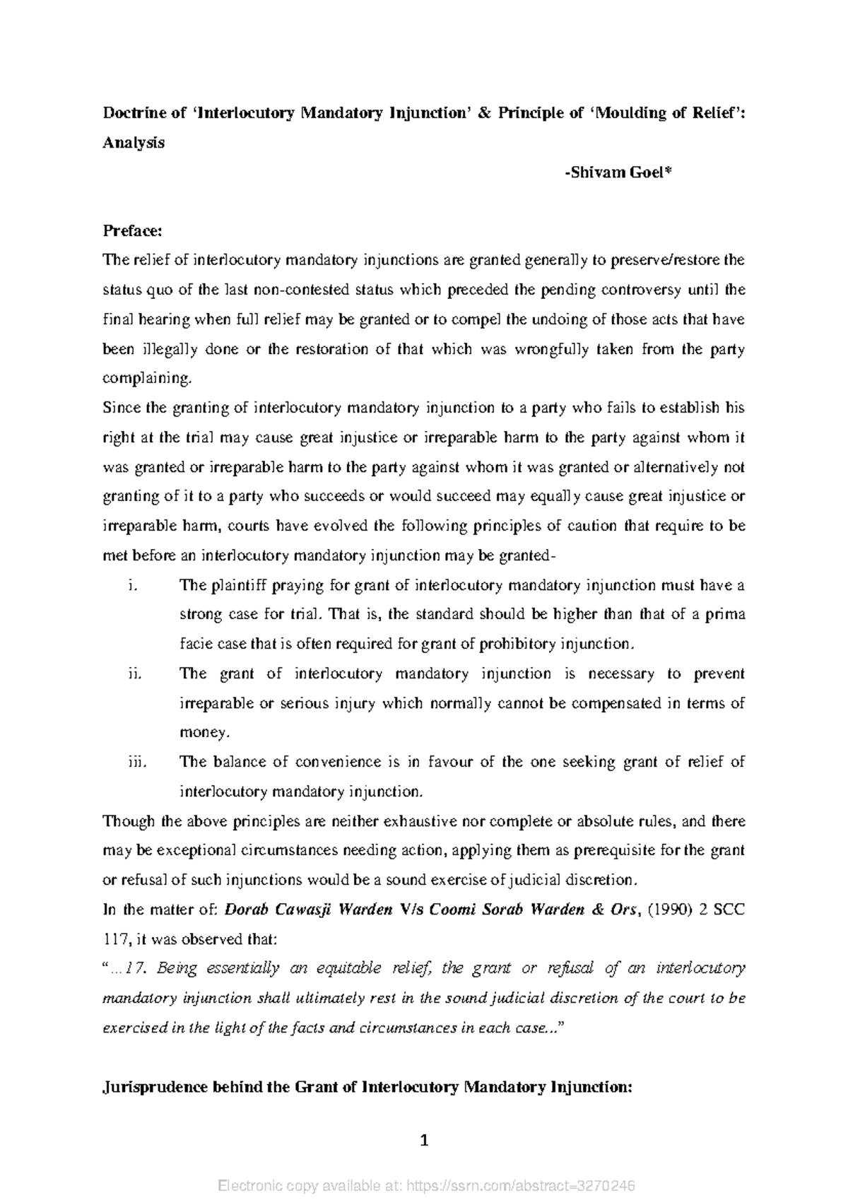 Interlocutory principles - 1 Doctrine of ‘Interlocutory Mandatory ...