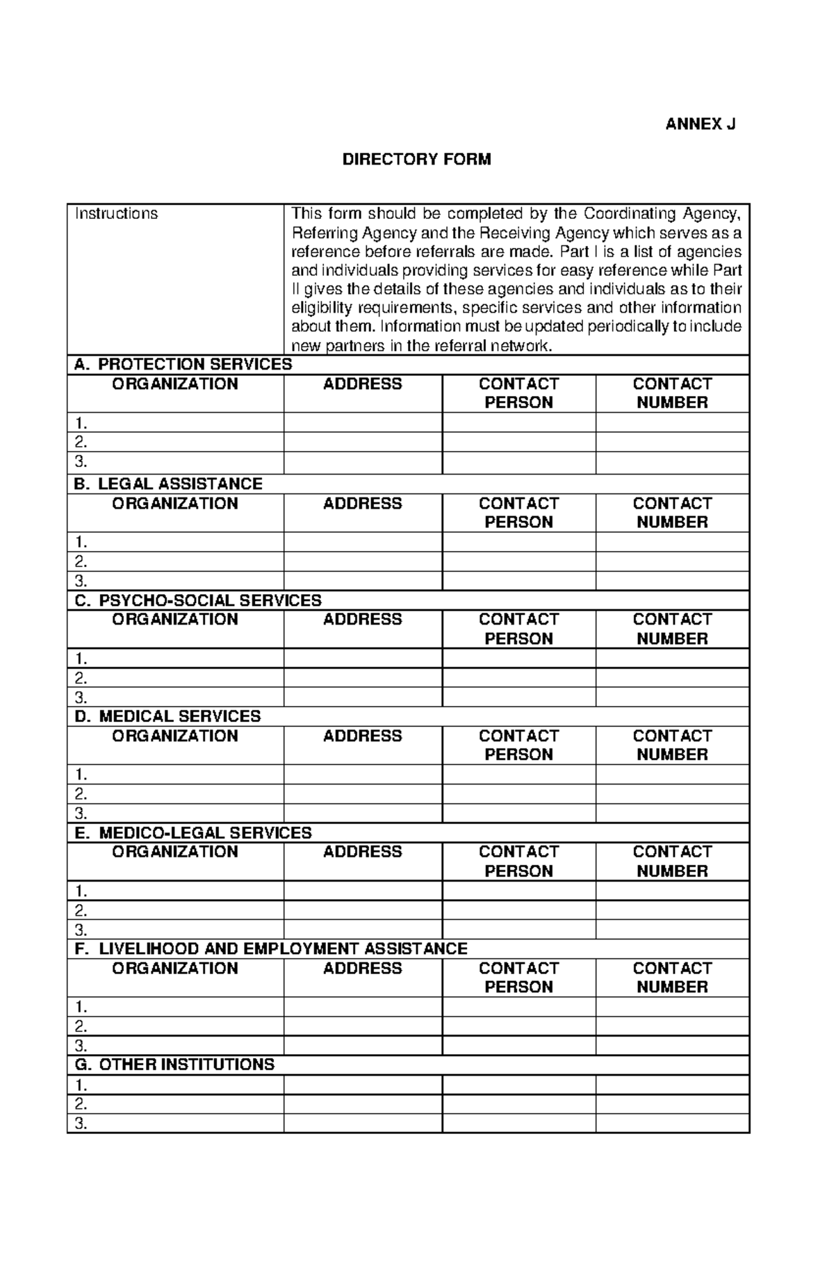 4.1.7.2 Annex-J Directory-Form - ANNEX J DIRECTORY FORM Instructions This form should be ...