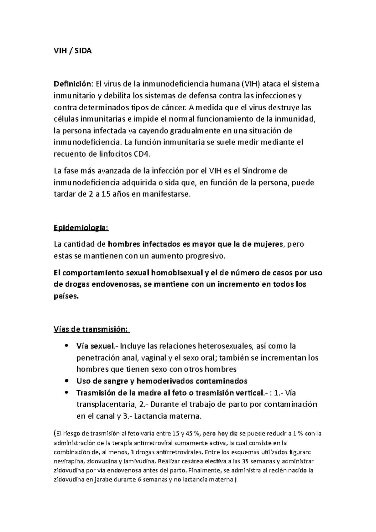 VIH-SIDA - AAA - VIH / SIDA Definición: El virus de la ...