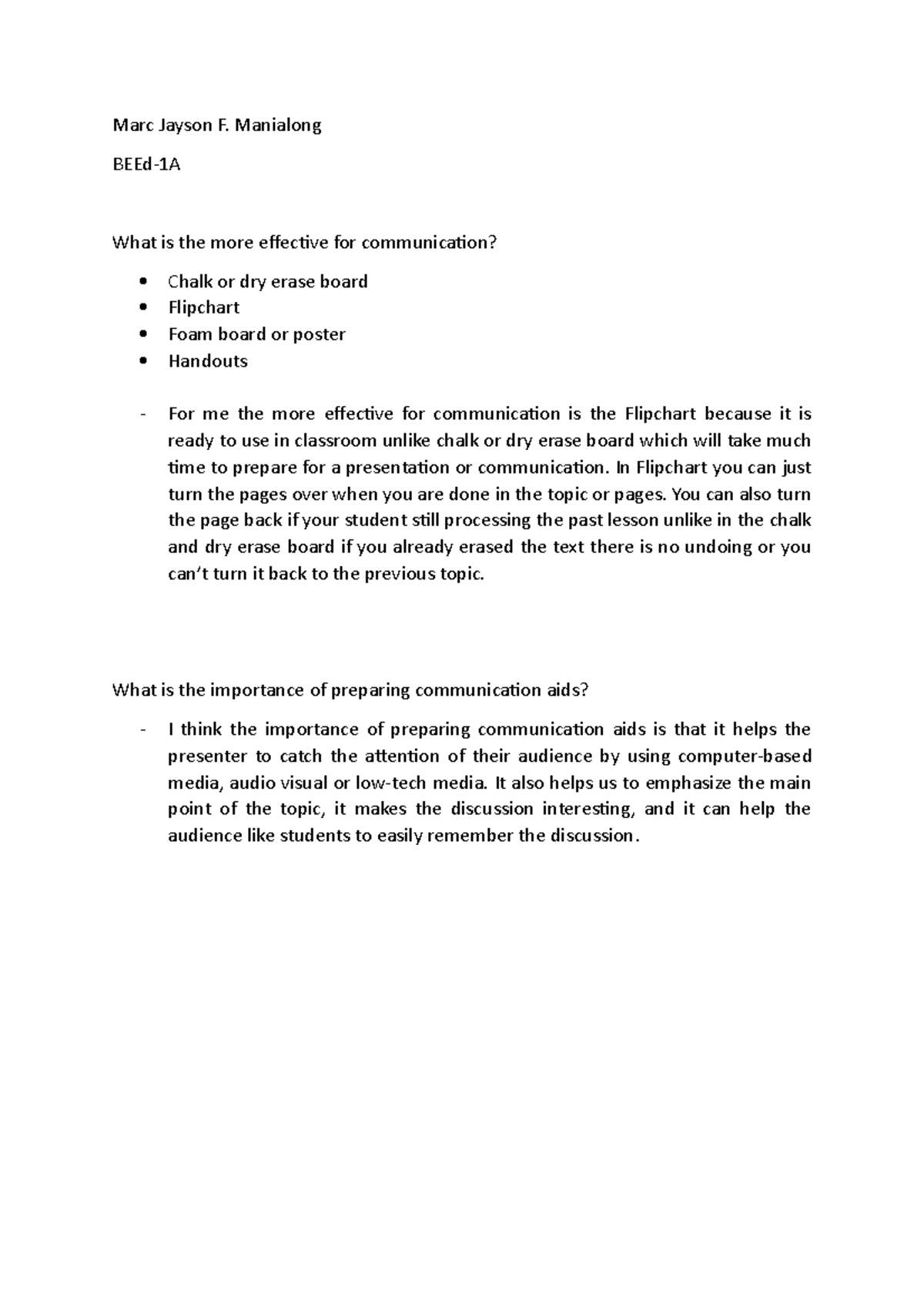 Manialong, Marc Jayson F. Eng3a - Marc Jayson F. Manialong BEEd-1A What ...