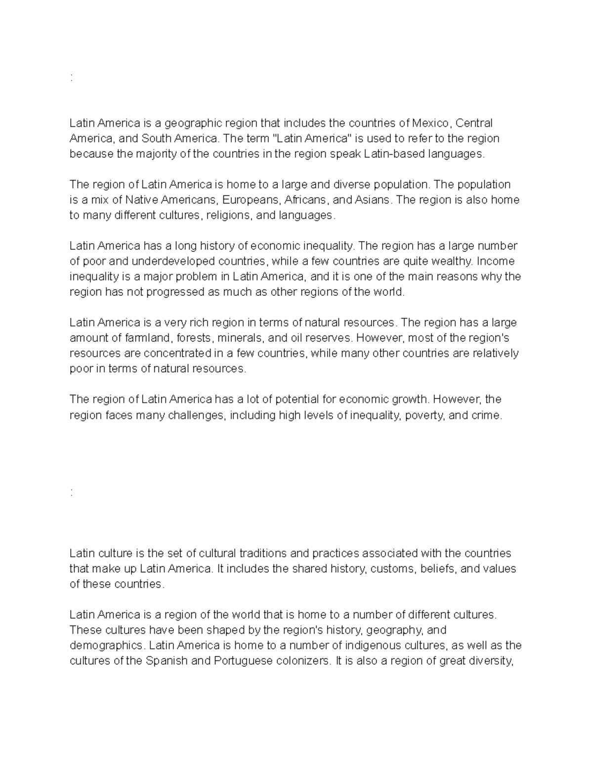 Latin and greek course outline - : Latin America is a geographic region ...