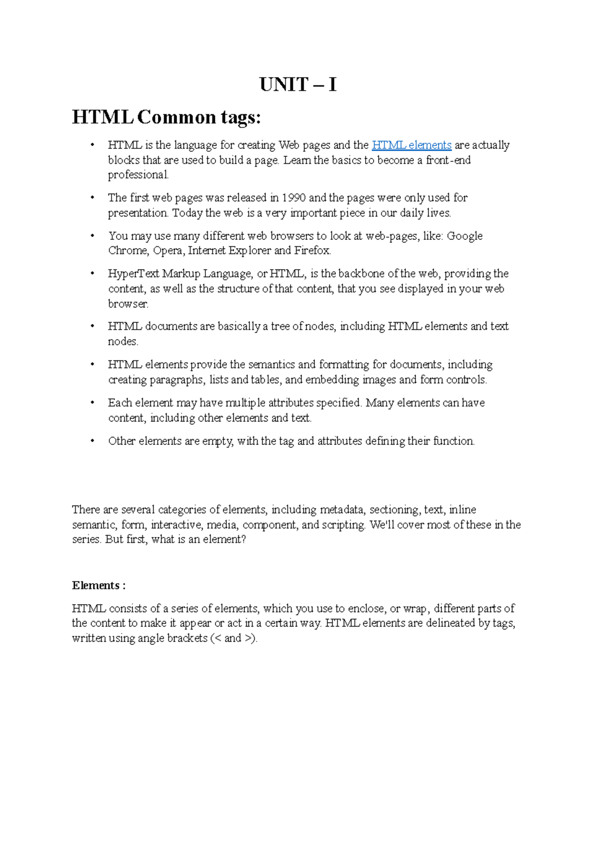 21CS405Notes-1 - Web Coding and Development - UNIT – I HTML Common tags ...