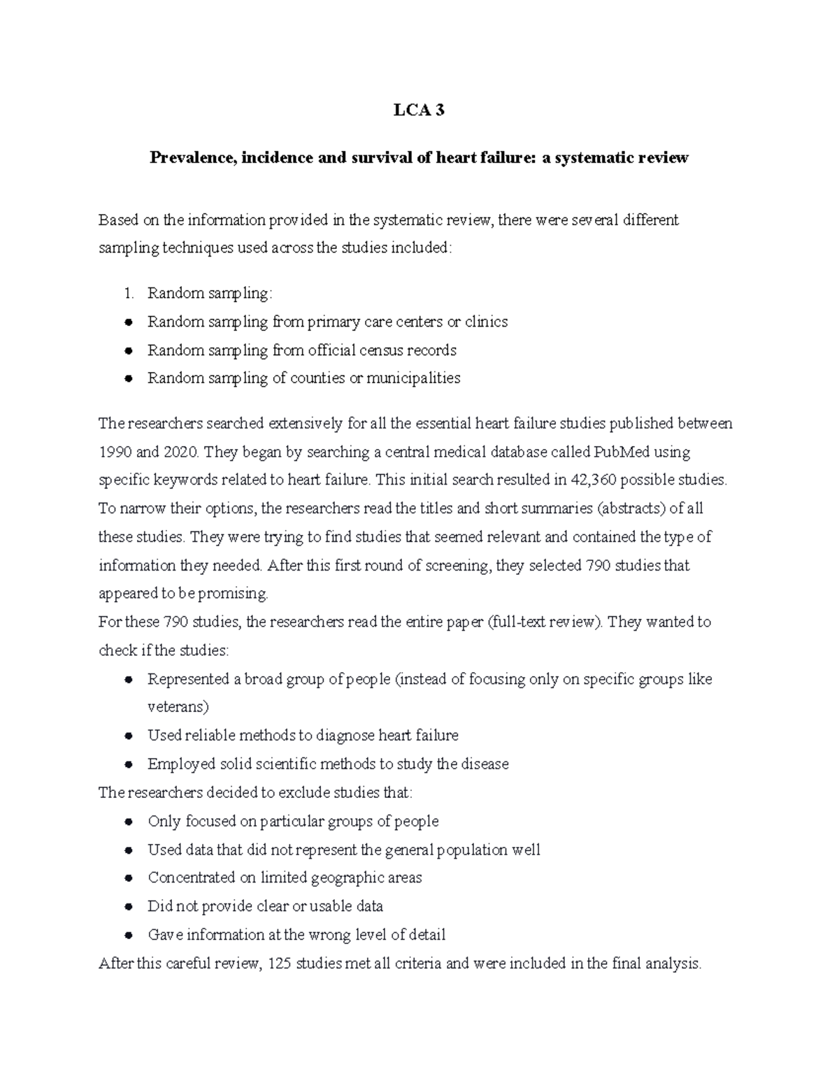 LCA 3 - nothing - LCA 3 Prevalence, incidence and survival of heart ...