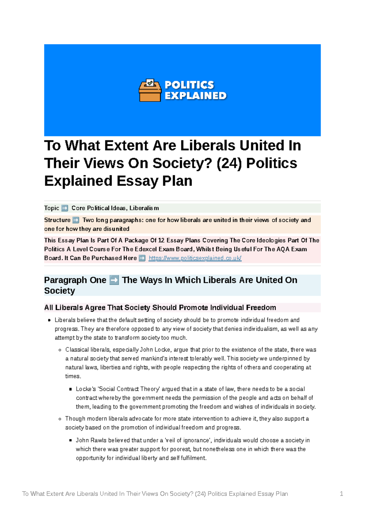 To What Extent Are Liberals United In Their Views On Society (24 ...