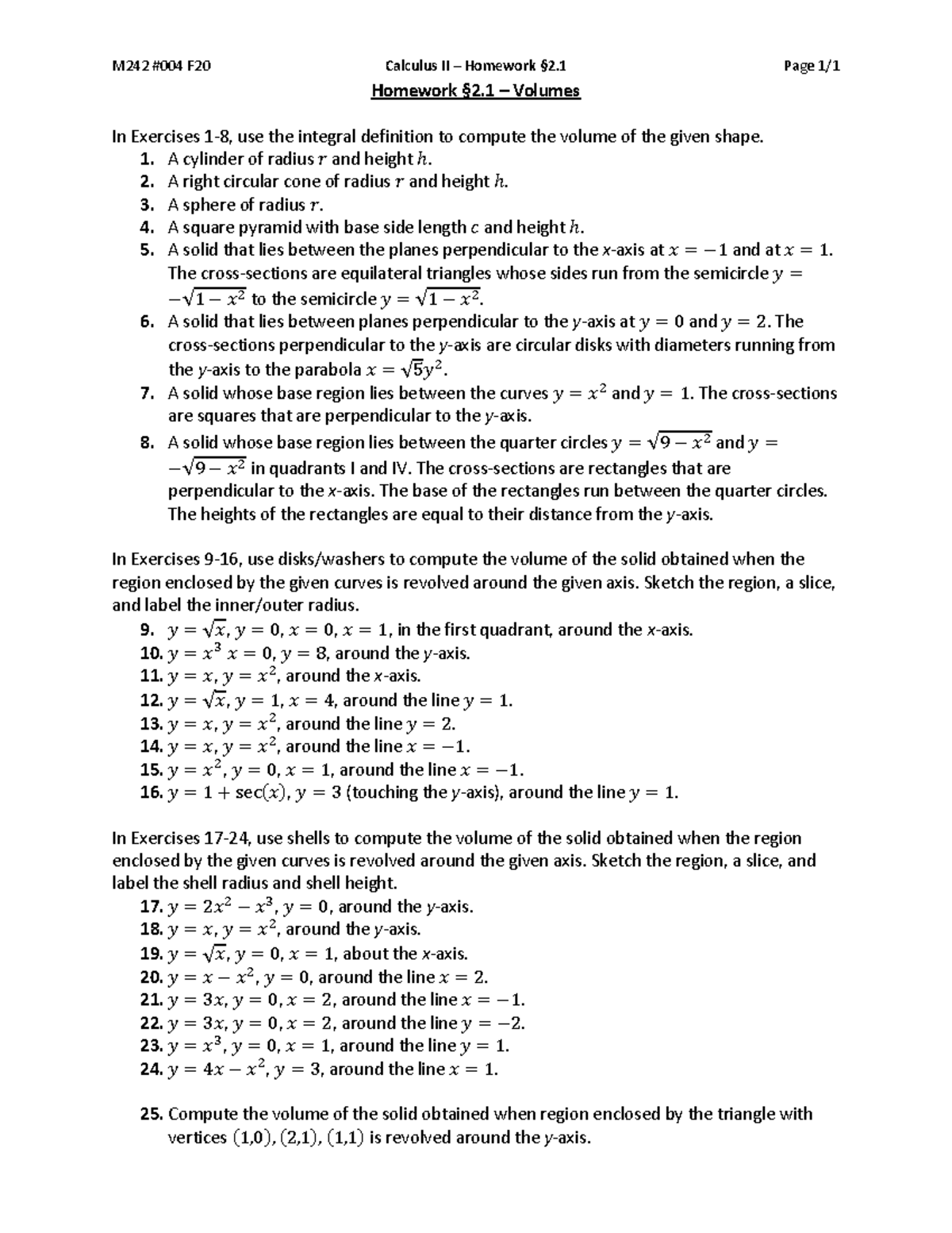 Math242-Practice 2 - Practice Problems Section 2.1 - M242 #004 F20 ...