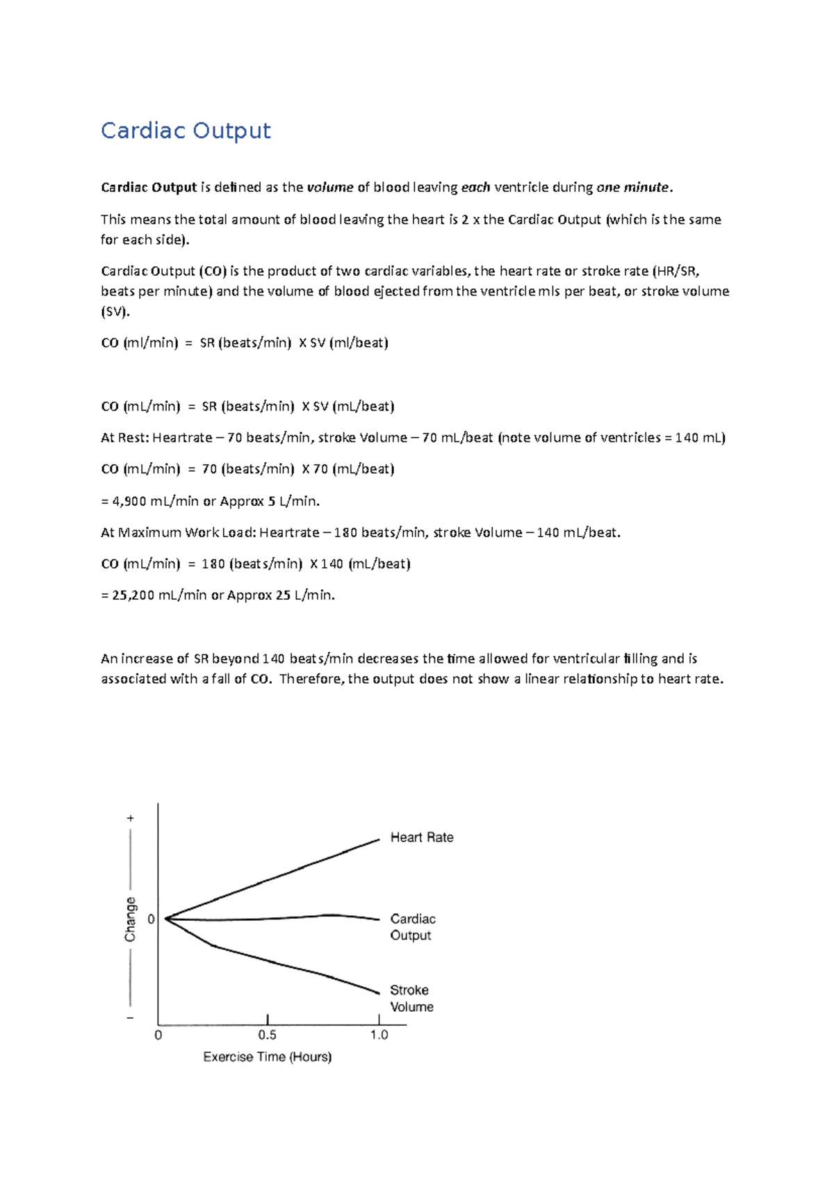 Cardiac Output - Lecture notes 1 - Cardiac Output Cardiac Output is ...