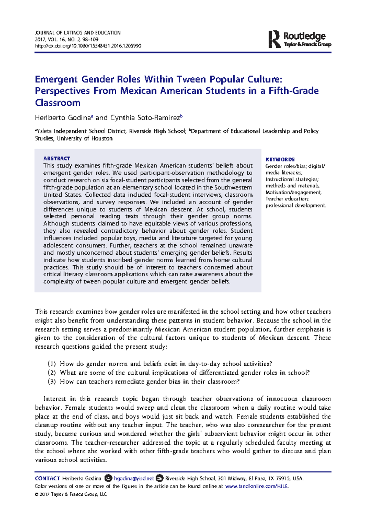 Article Anthropology - Emergent Gender Roles Within Tween Popular ...