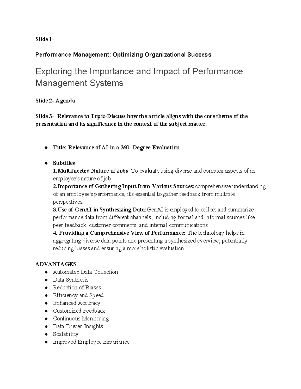 Untitled document - Slide 1- Performance Management: Optimizing Organizational Success Exploring ...