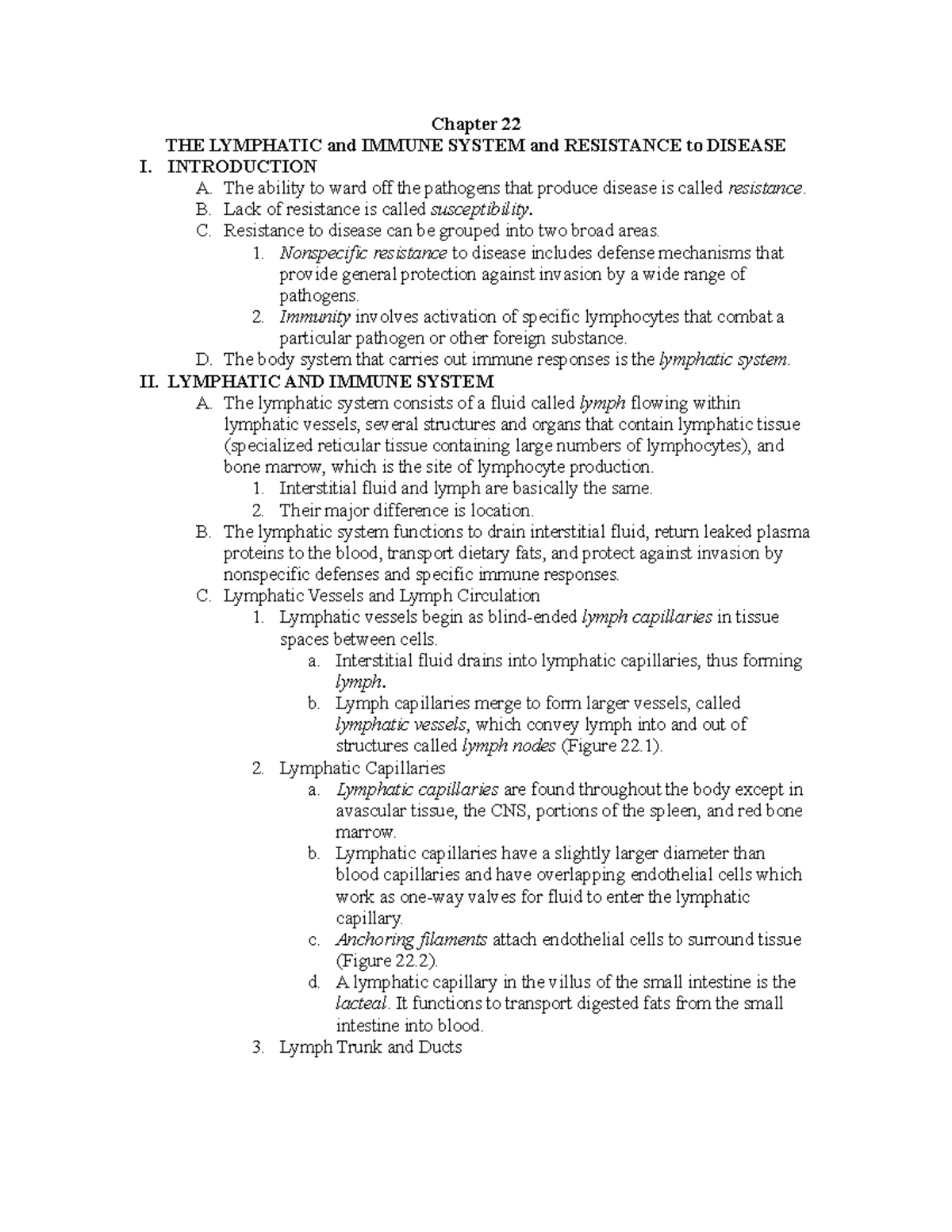2 Lymphatic system notes - Chapter 22 THE LYMPHATIC and IMMUNE SYSTEM ...
