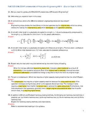 Fehwk 1 Solution - homework 1 - EML 5526 Finite Element Analysis and Applications Problem #1: a ...