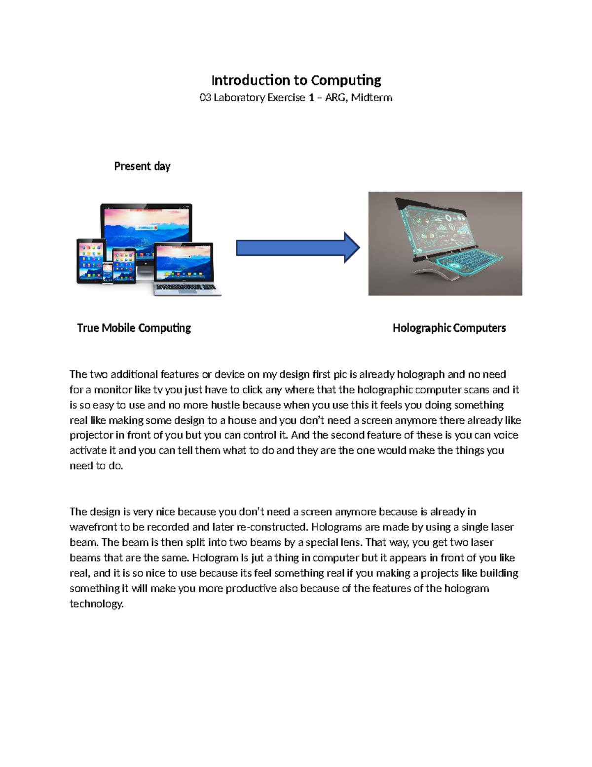 Introduction to Computing 03 Laboratory Exercise 1 – ARG, Midterm ...