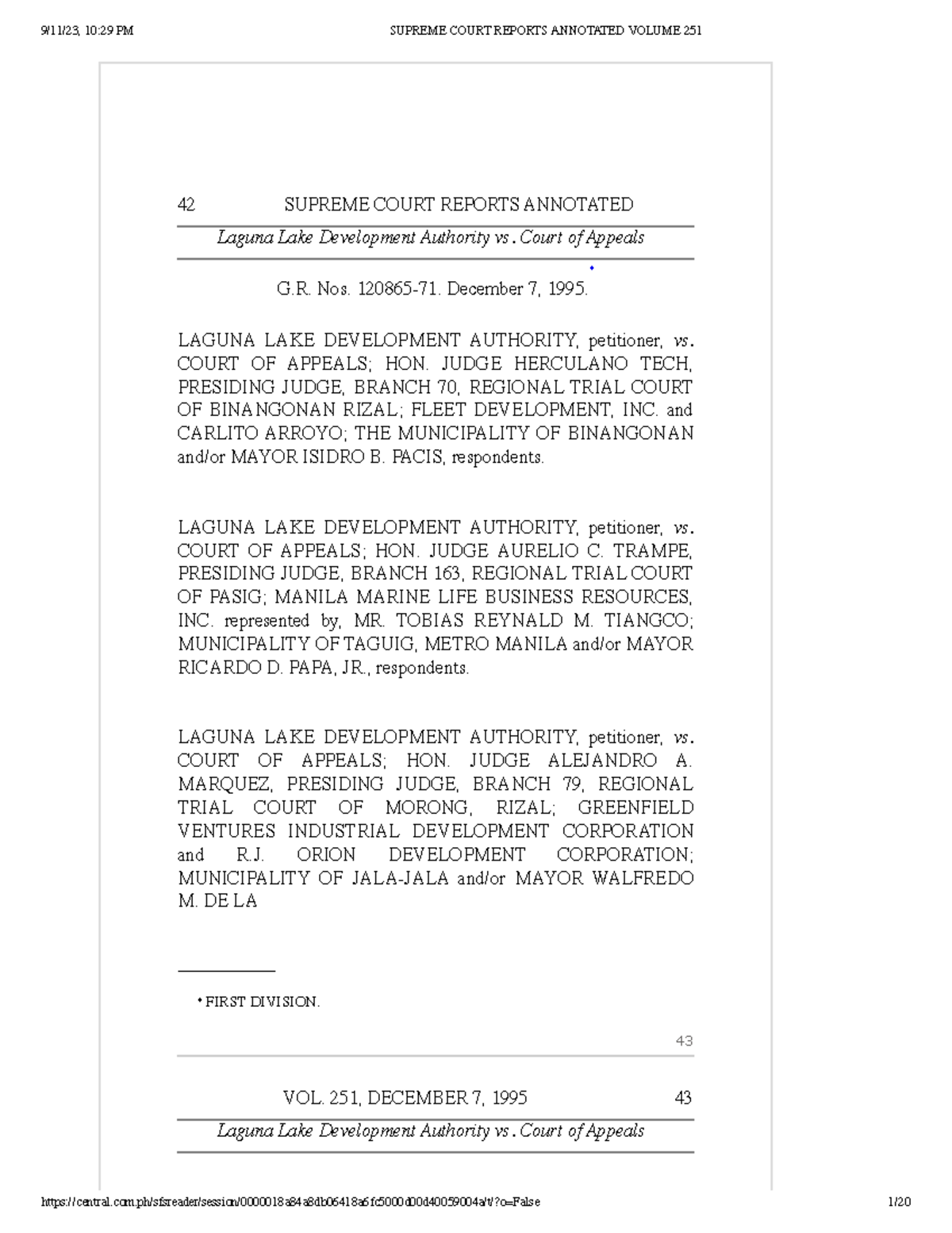 Laguna Lake Dev Auth vs CA - 42 SUPREME COURT REPORTS ANNOTATED Laguna ...