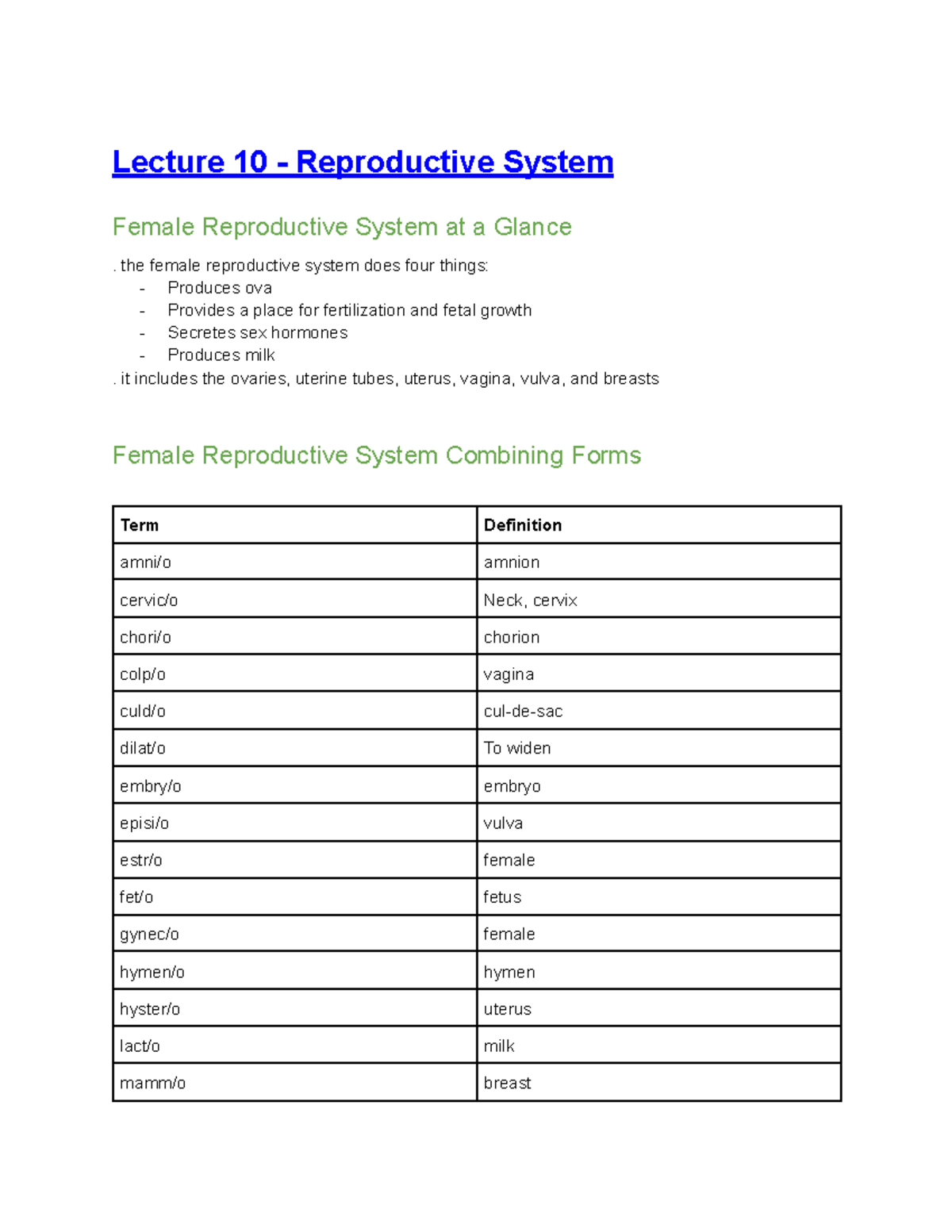 Lecture 10 - Reproductive System - Lecture 10 - Reproductive System ...