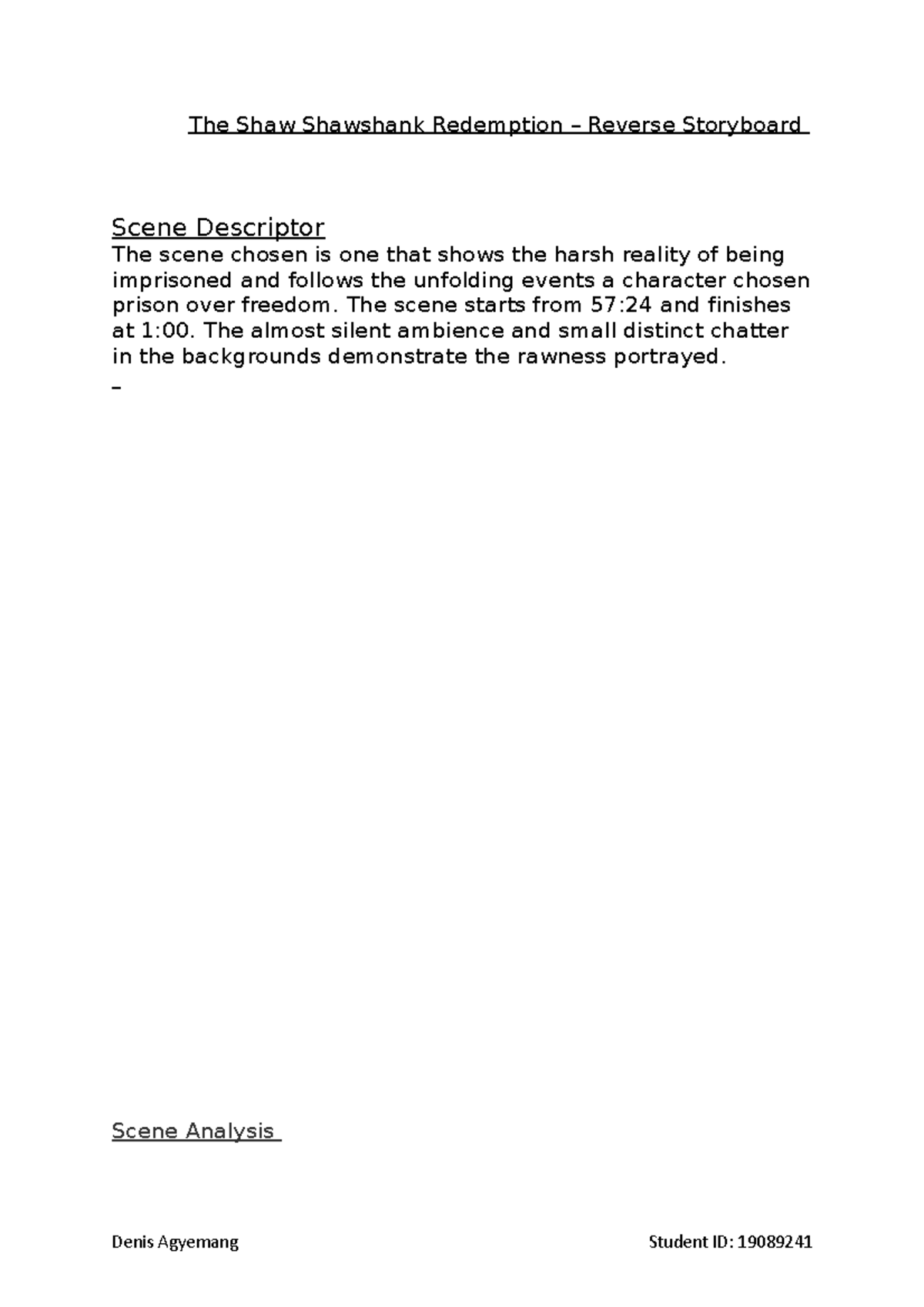 Screen Media TSSR Analysis - The Shaw Shawshank Redemption – Reverse ...