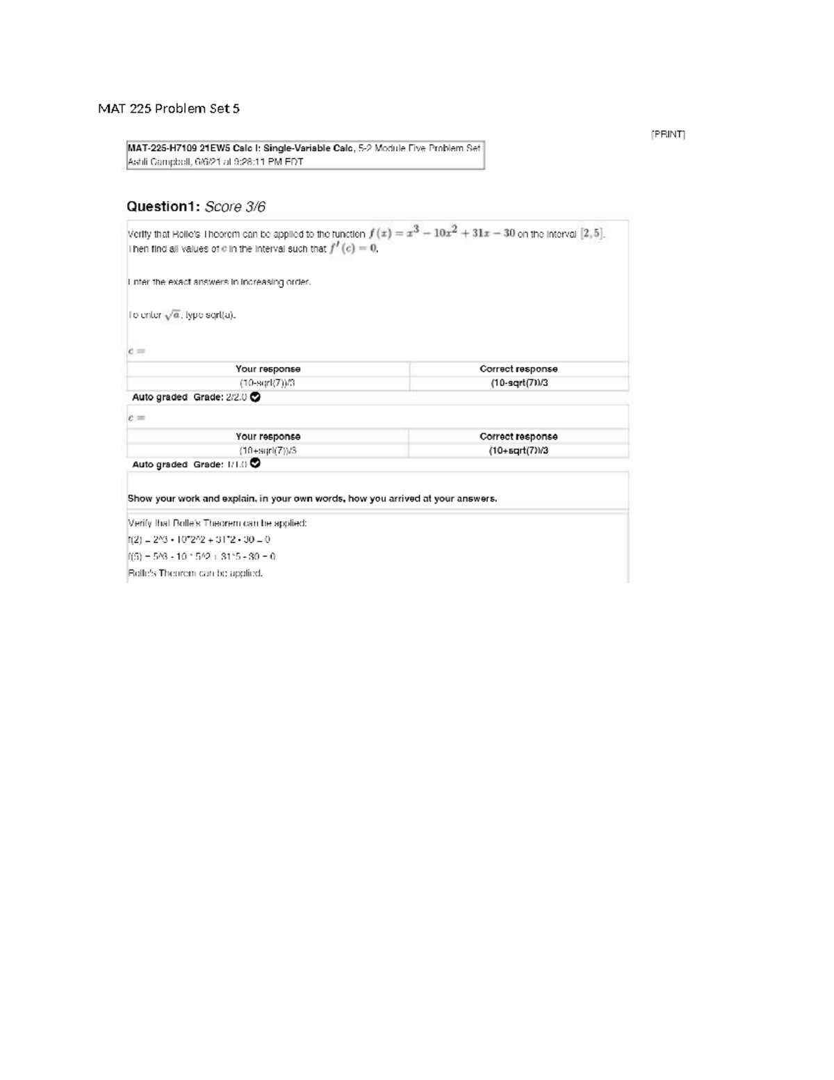 MAT 225 Problem Set 5 - MAT225 - MAT 225 Problem Set - Studocu