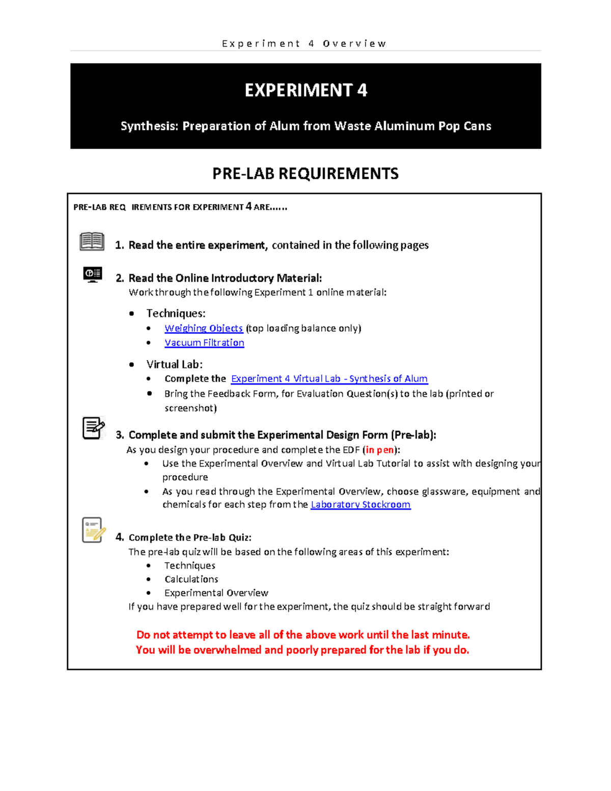 Experiment 4 Overview 2022W - PRE-LAB REQUIREMENTS PRE-LAB REQU 1. IREMENTS FOR EXPERIMENT 4 ...