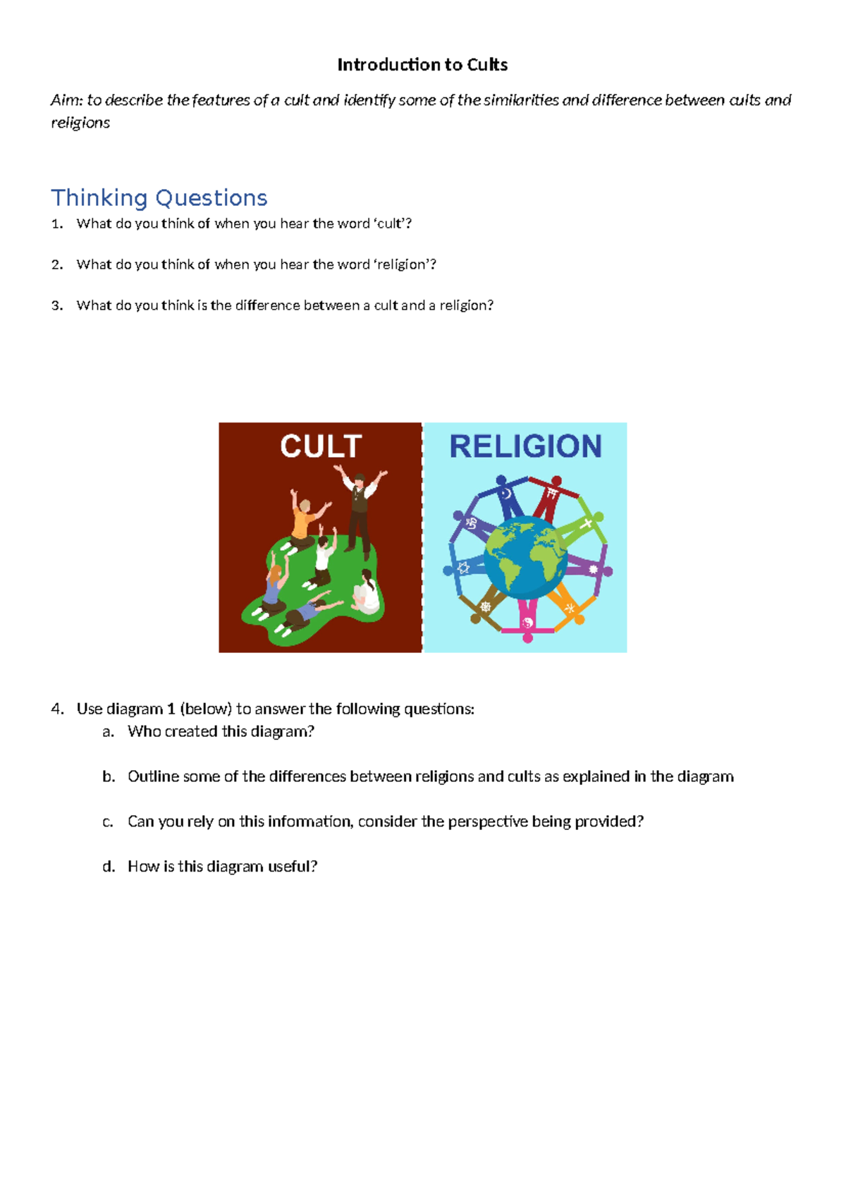 1.1. Introduction to Cults Worksheet-1-1 - Introduction to Cults Aim ...