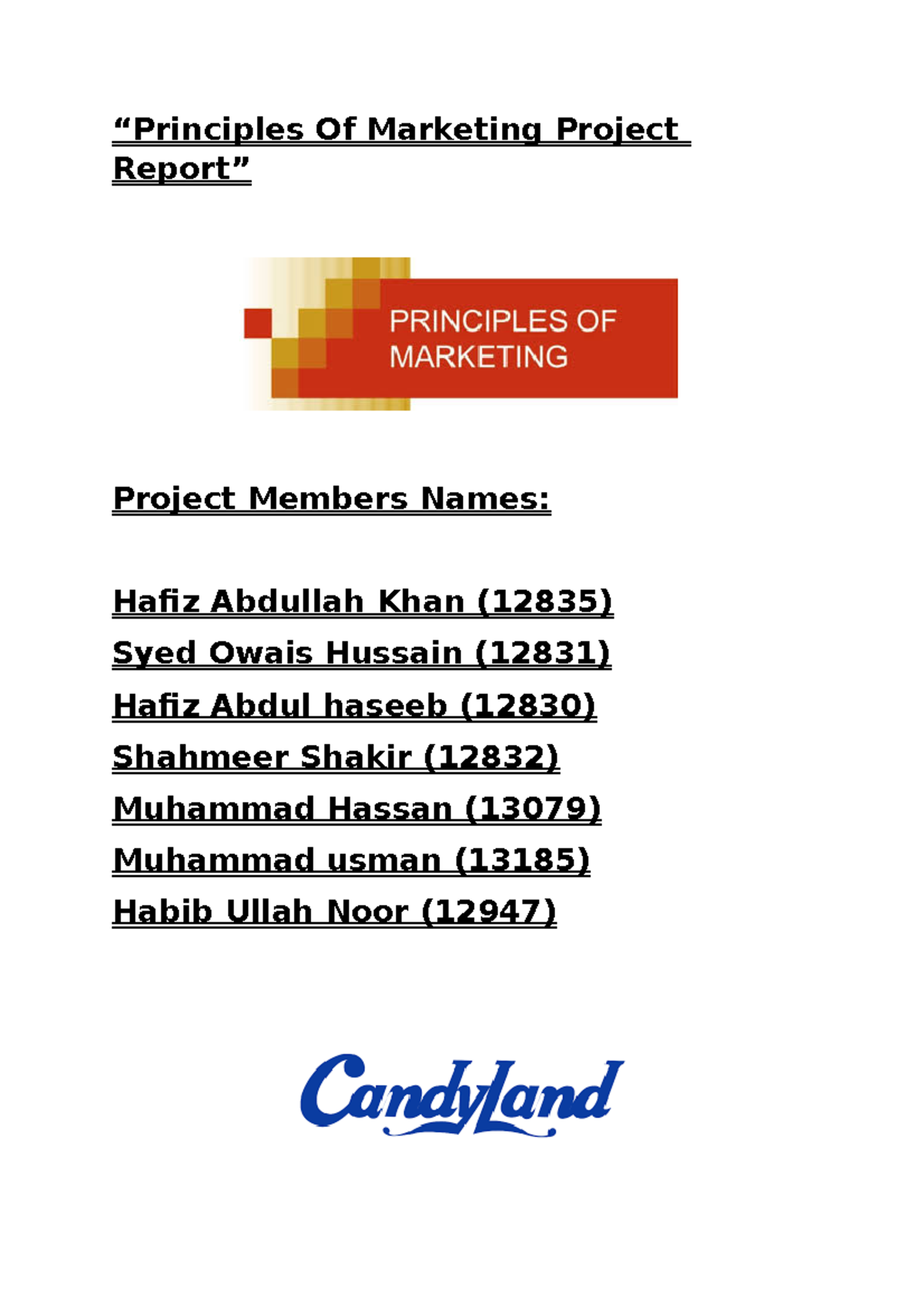 Principles Of Marketing Project Report - “Principles Of Marketing ...