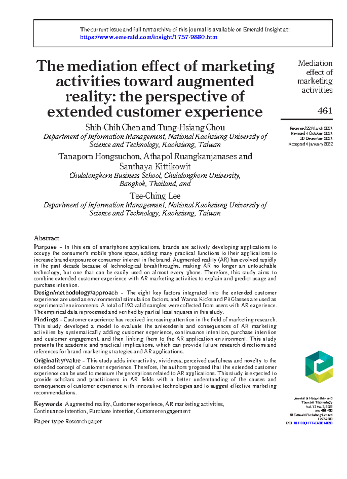 The mediation effect of market - The mediation effect of marketing ...