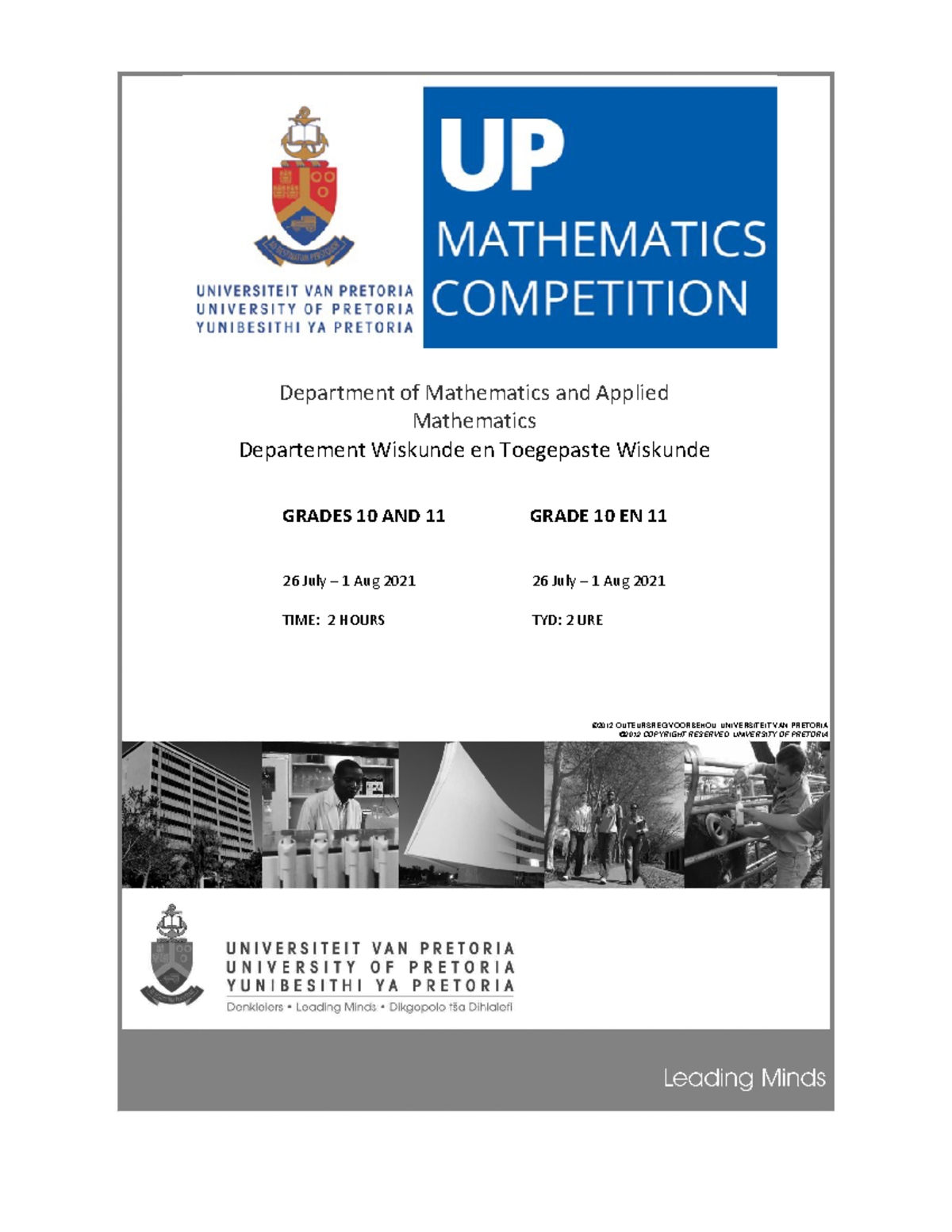 Up competition 2021 grade 10 11 paper - Department of Mathematics and ...