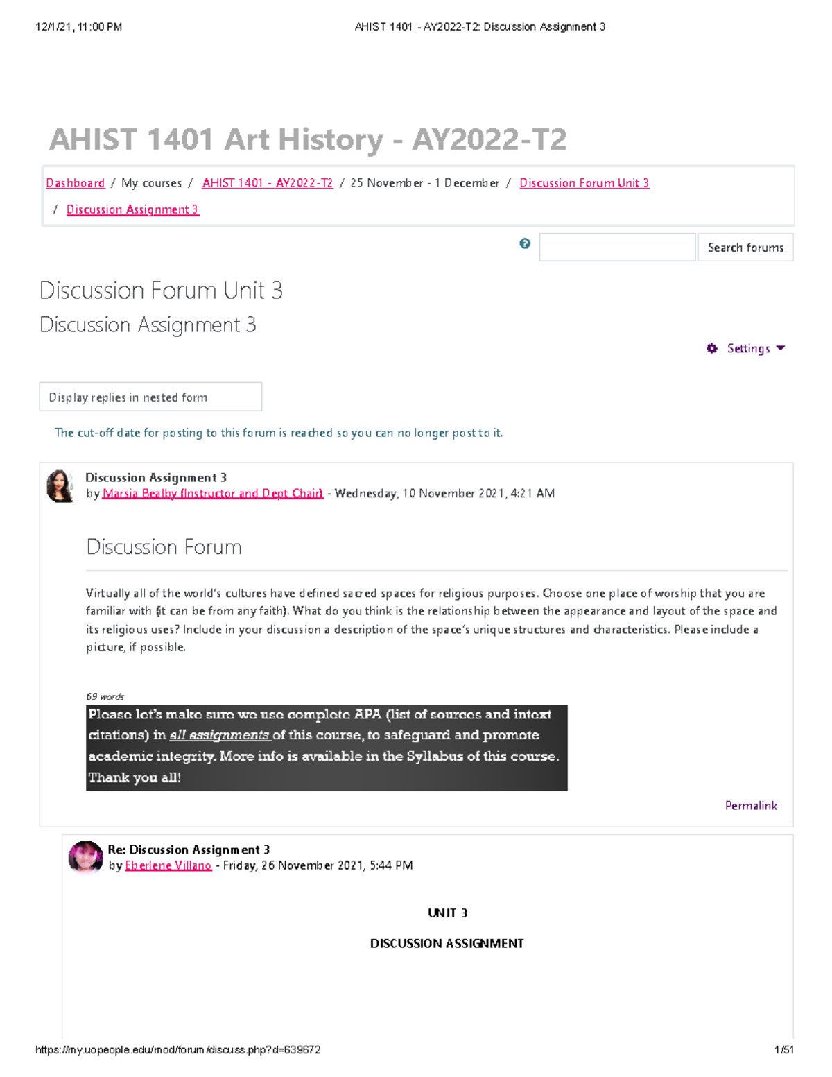 1 AHIST 1401 - AY2022-T2 Discussion Assignment 3 - uopeople/mod/forum ...